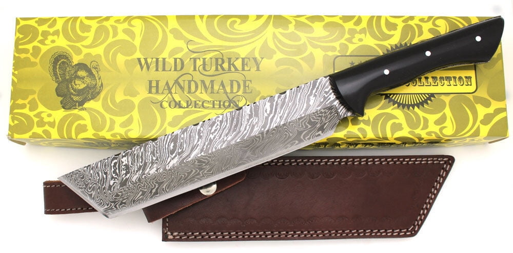 Wild Turkey Handmade Damascus Steel Collection Full Tang Tanto Fixed ...