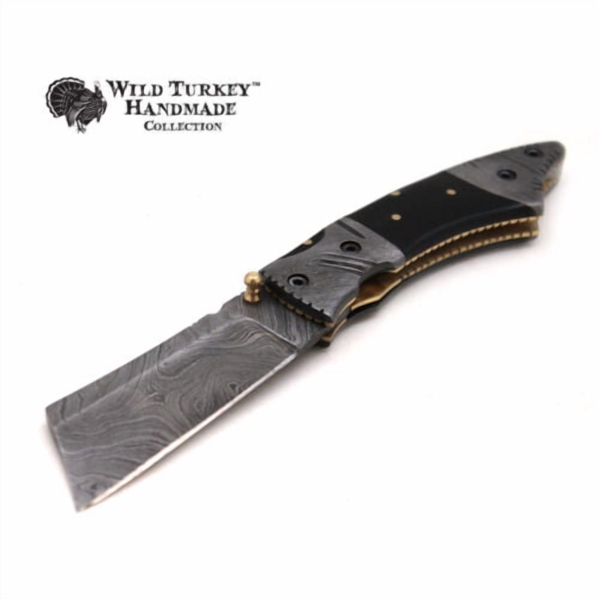 Wild Turkey Handmade Damascus Steel Collection Razor Style Folding ...