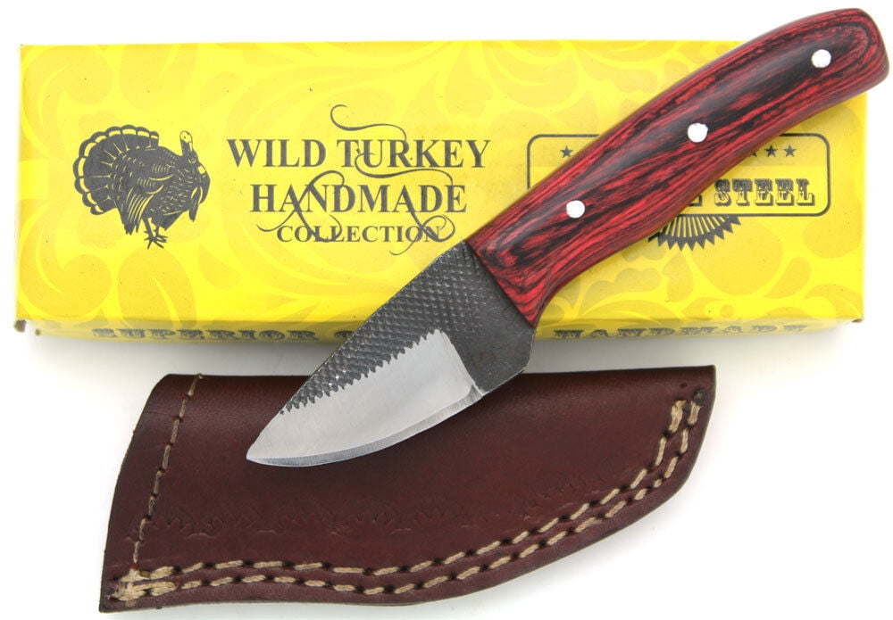 Wild Turkey Handmade Full Tang Real File Skinner Knife w/ Leather ...