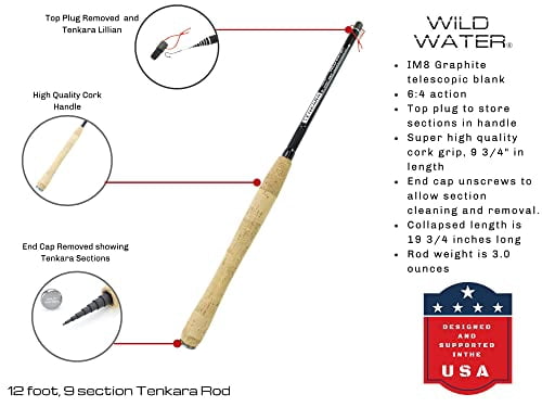 Wild Water Complete Tenkara Fly Fishing Starter Package, 12 Foot ...