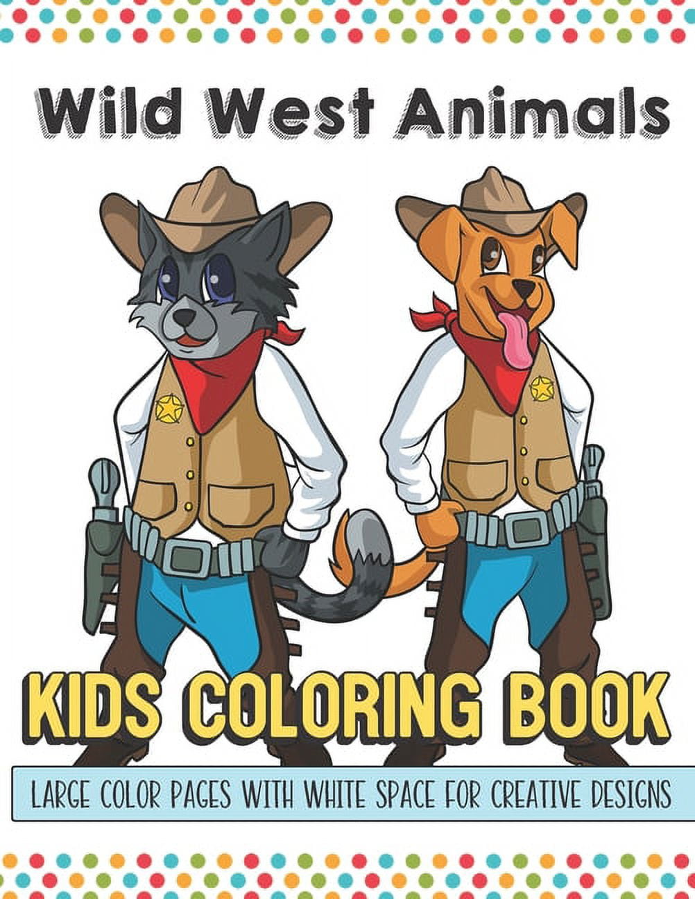Wild West Animals Kids Coloring Book Large Color Pages With White Space ...