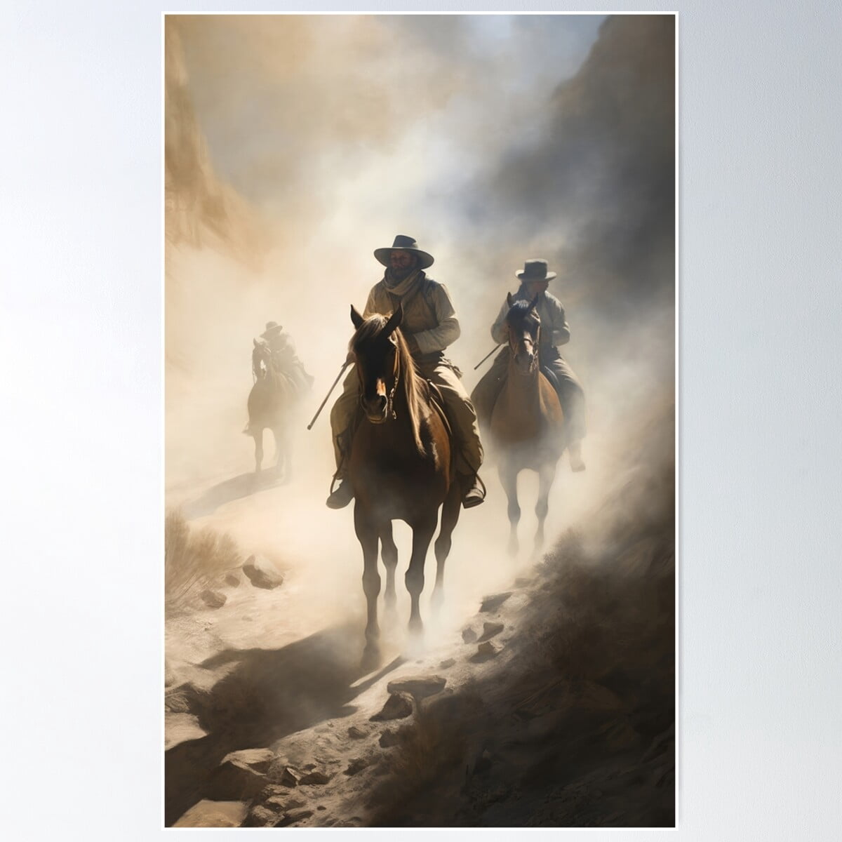 Wild West Cowboy Scene Poster Wall Art, Modern Wall Decor For Living ...