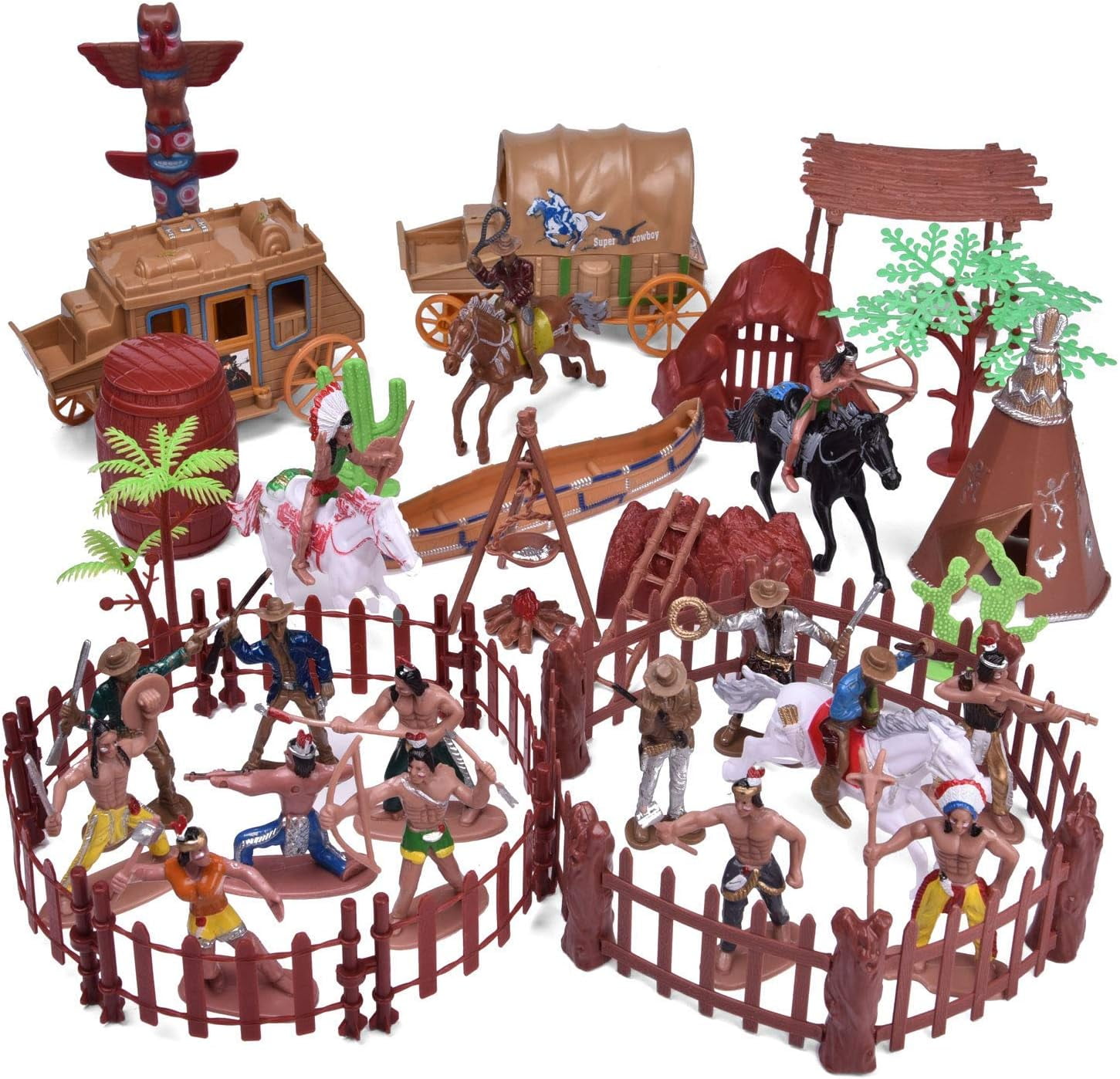 Wild West Cowboys and Indians Plastic Figures Toys, Toy Soldiers for ...