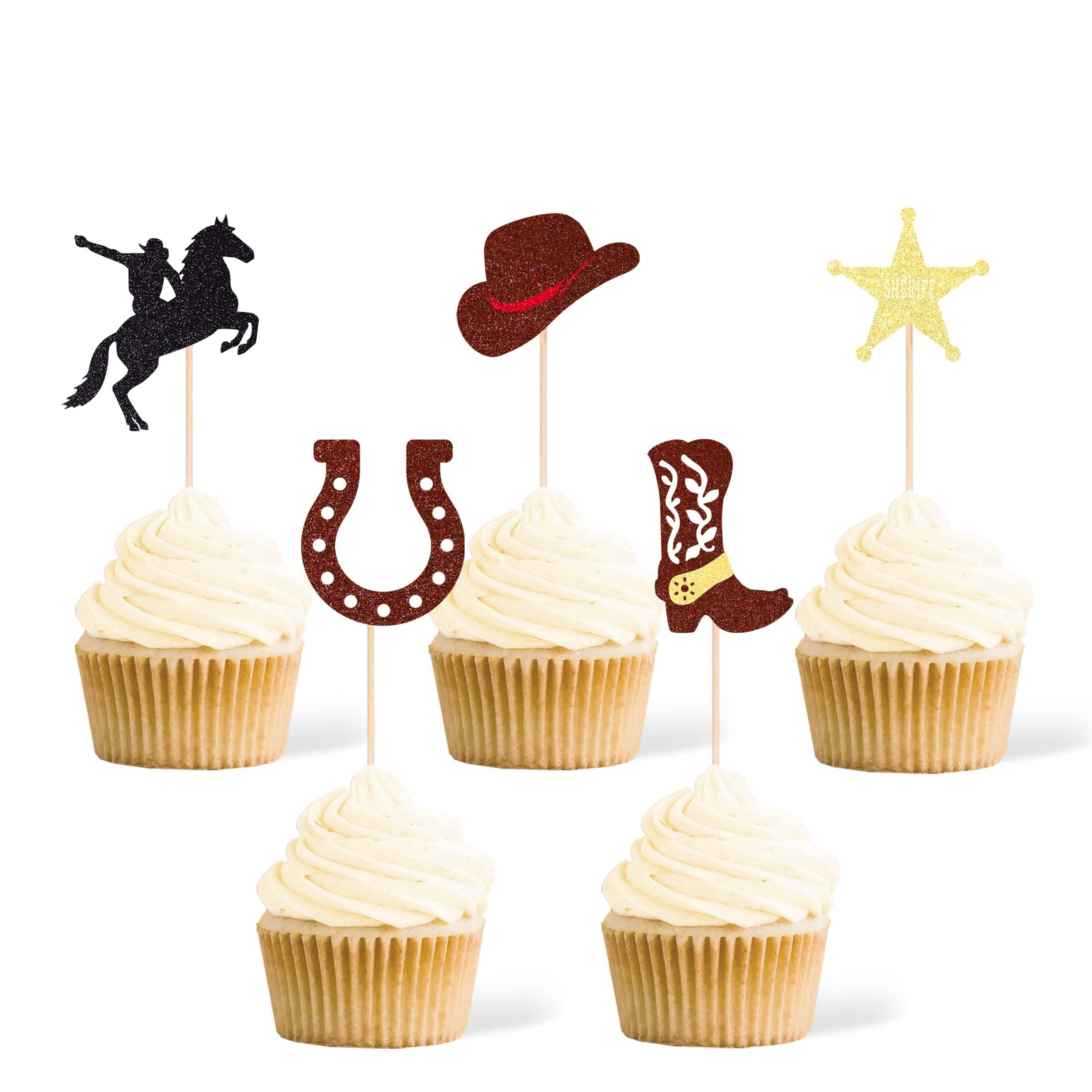 Wild West Delight: 30 PCS Cowboy Cupcake Toppers - Perfect for Parties ...