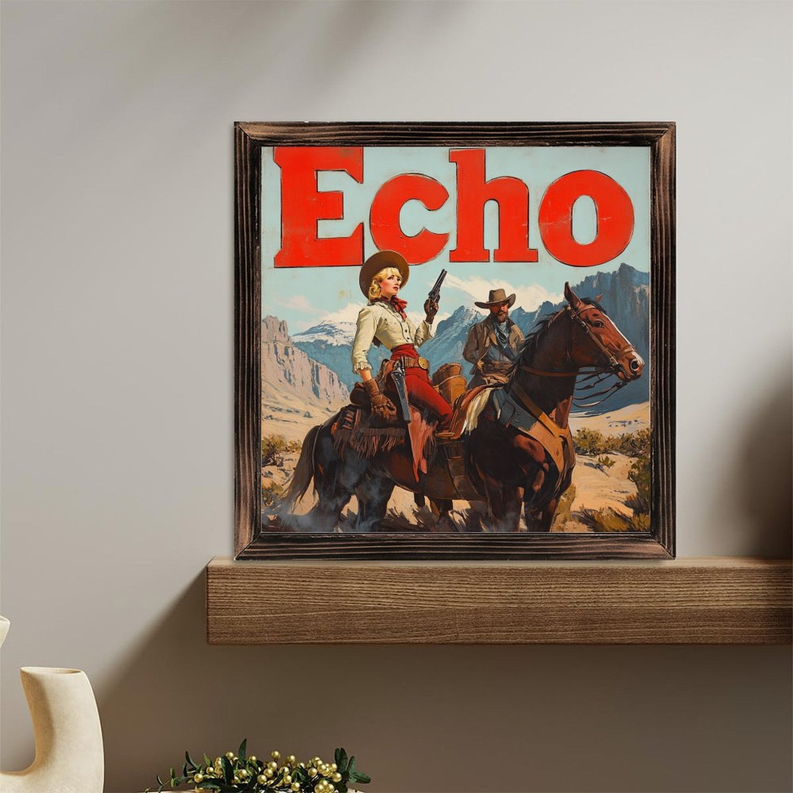 Wild West Duo Art Wooden Sign Wall Plaque - Vintage Art Decoration ...