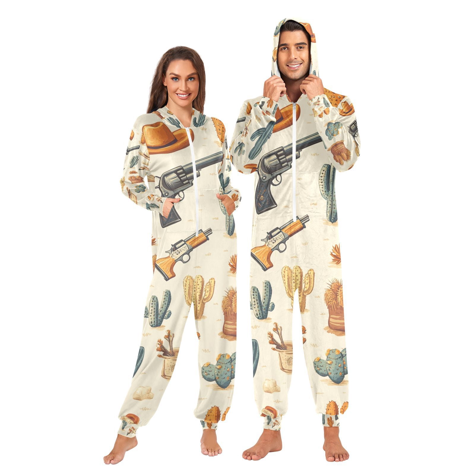Wild West Hats Cactus Adult Onesie Pajamas Slim Fit Christmas One Piece ...