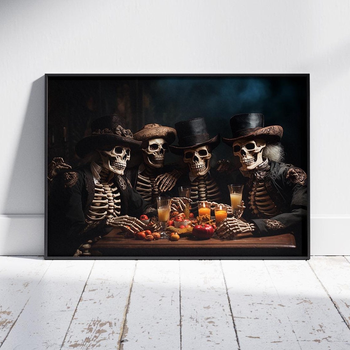 Wild West Remains Retro Skeleton Cowboy Art, Western Wall Art, Cowboy ...