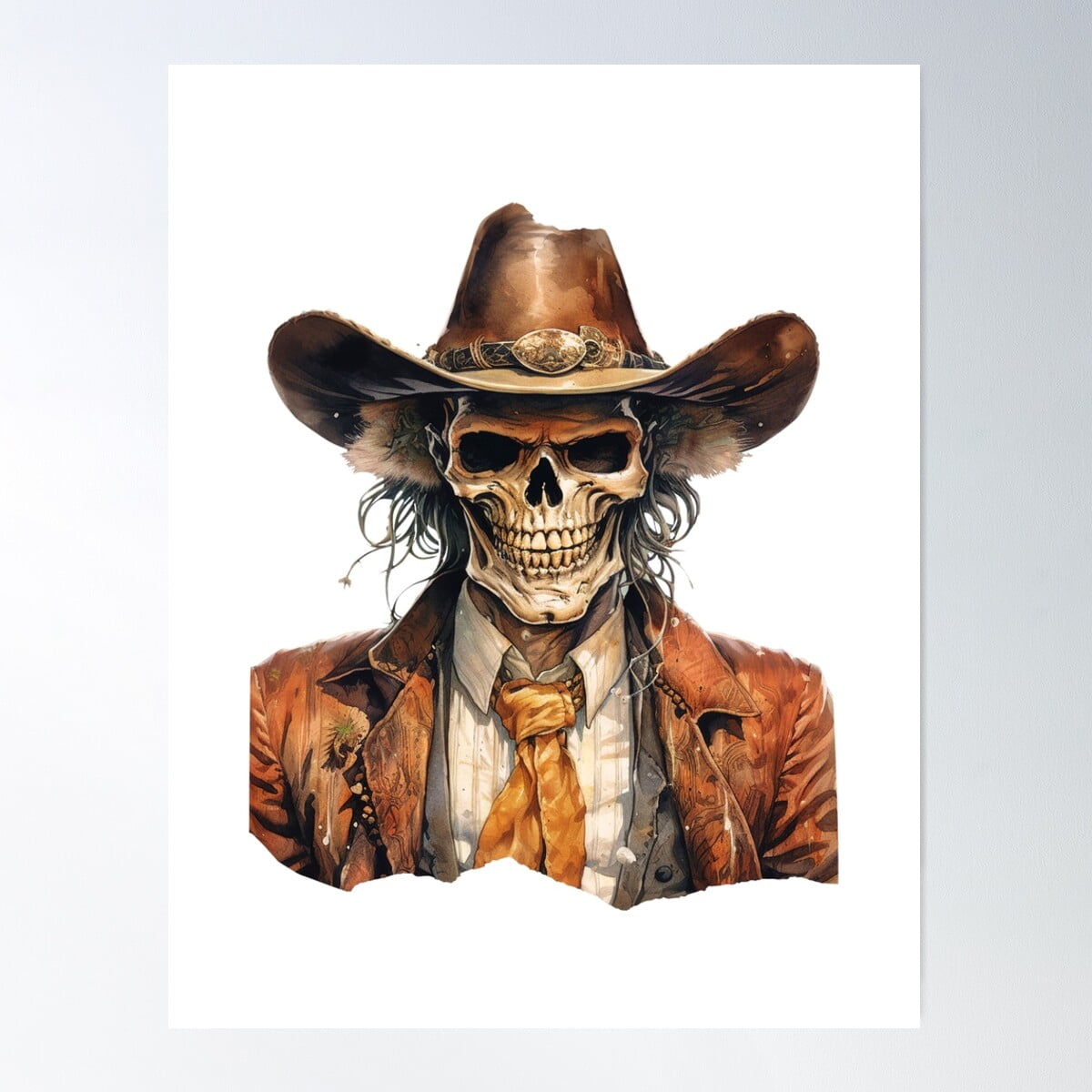 Wild West Skeleton Cowboy Design Poster Wall Art, Modern Wall Decor For ...