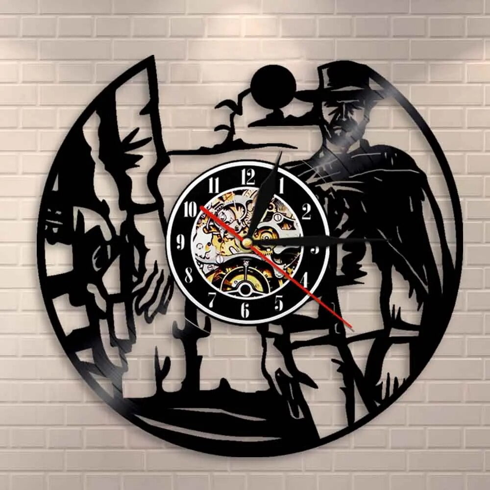 Wild West Sunset Cowboys Landscape Vinyl Wall Clock,Vinyl Record Clock ...