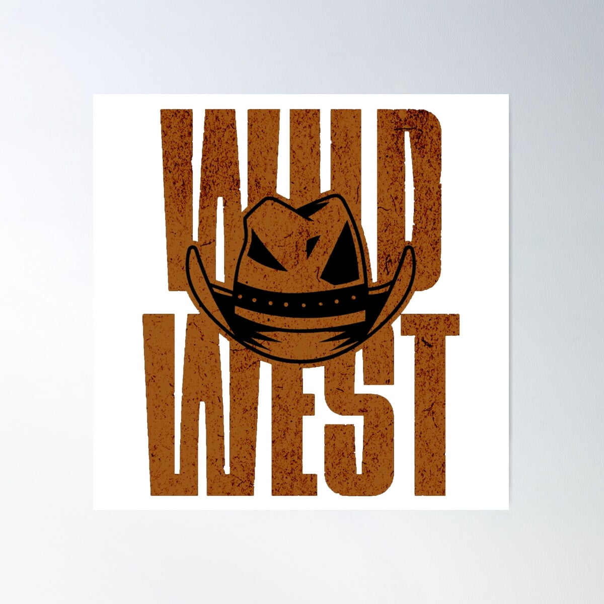 Wild West Typography With Cowboy Hat Poster Wall Art, Modern Wall Decor ...