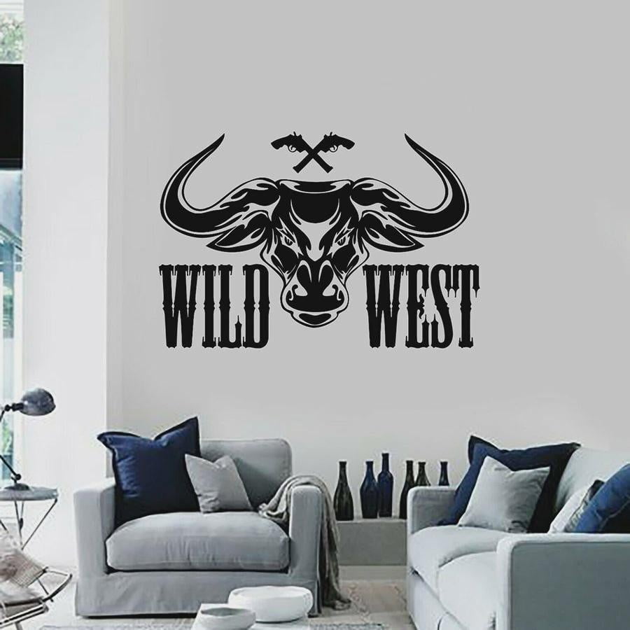 Wild West Wall Decal Lettering Gun Bullhead Texas Rodeo Vinyl Wall ...