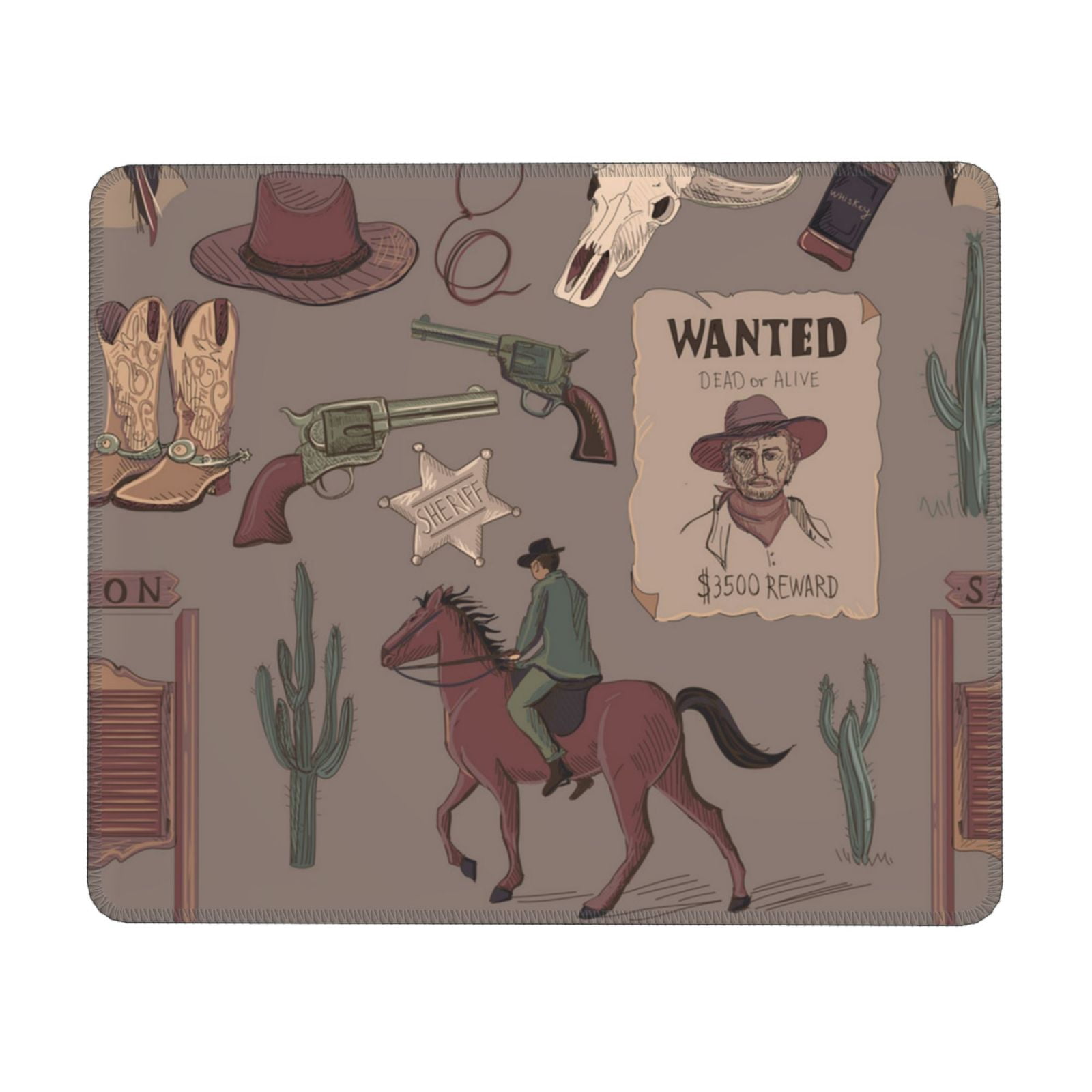 Wild West Wanted Poster Mouse Pad Non-Slip Rubber Gaming Mousepad ...