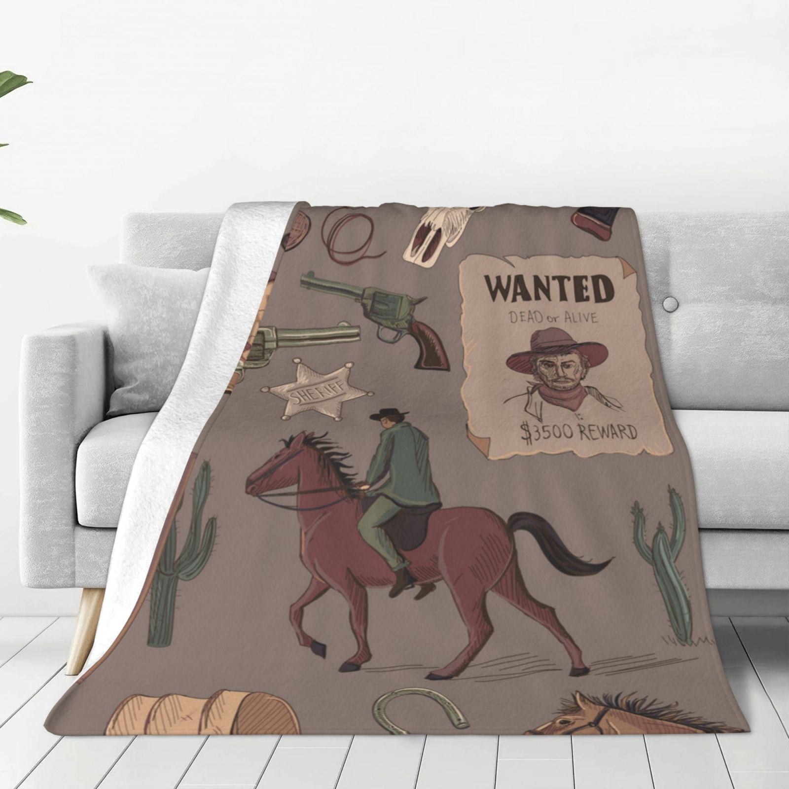 Wild West Wanted Poster Throw Blanket Super Soft Lightweight Cozy ...