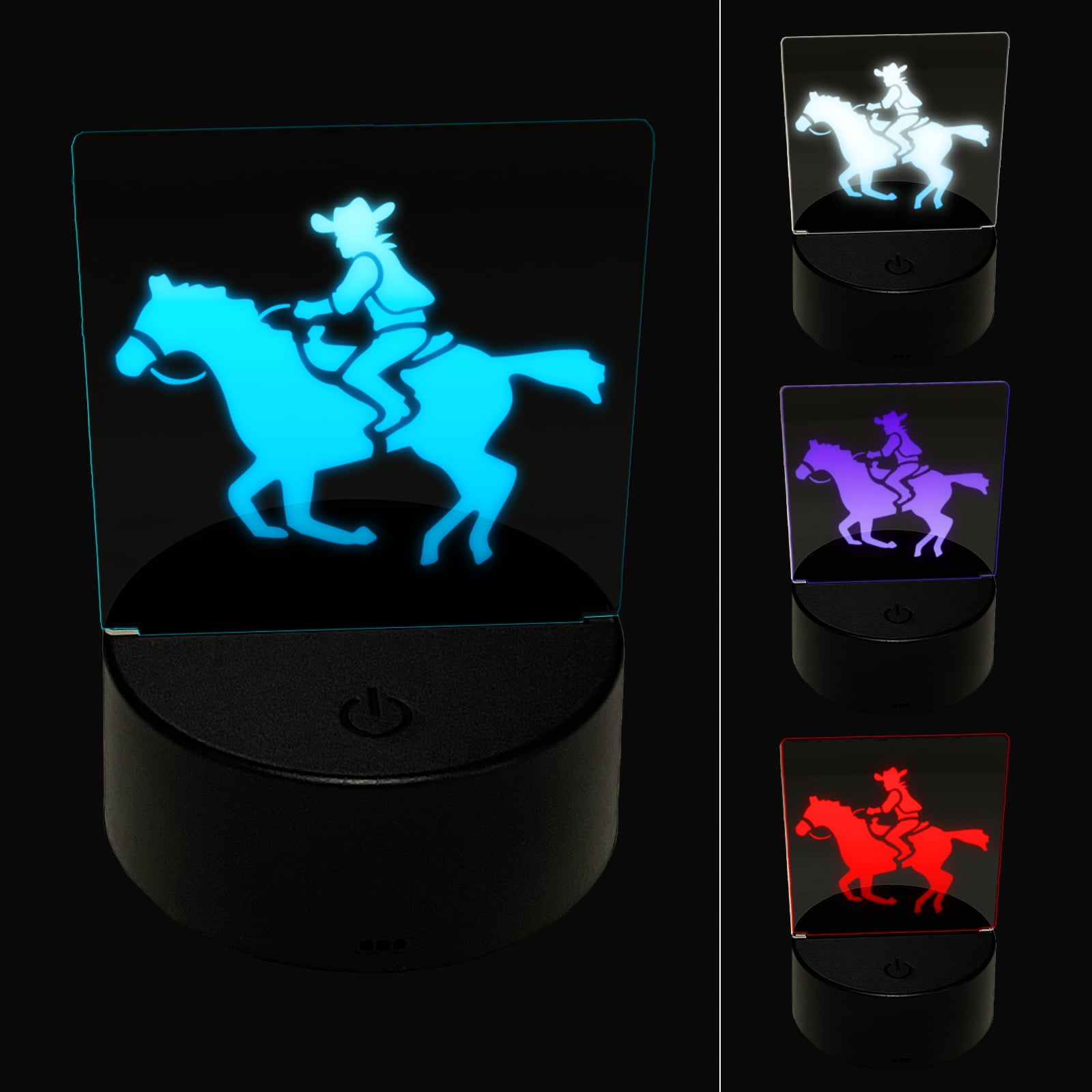 Wild Western Cowboy Riding on Horse LED Night Light Sign 3D Illusion ...