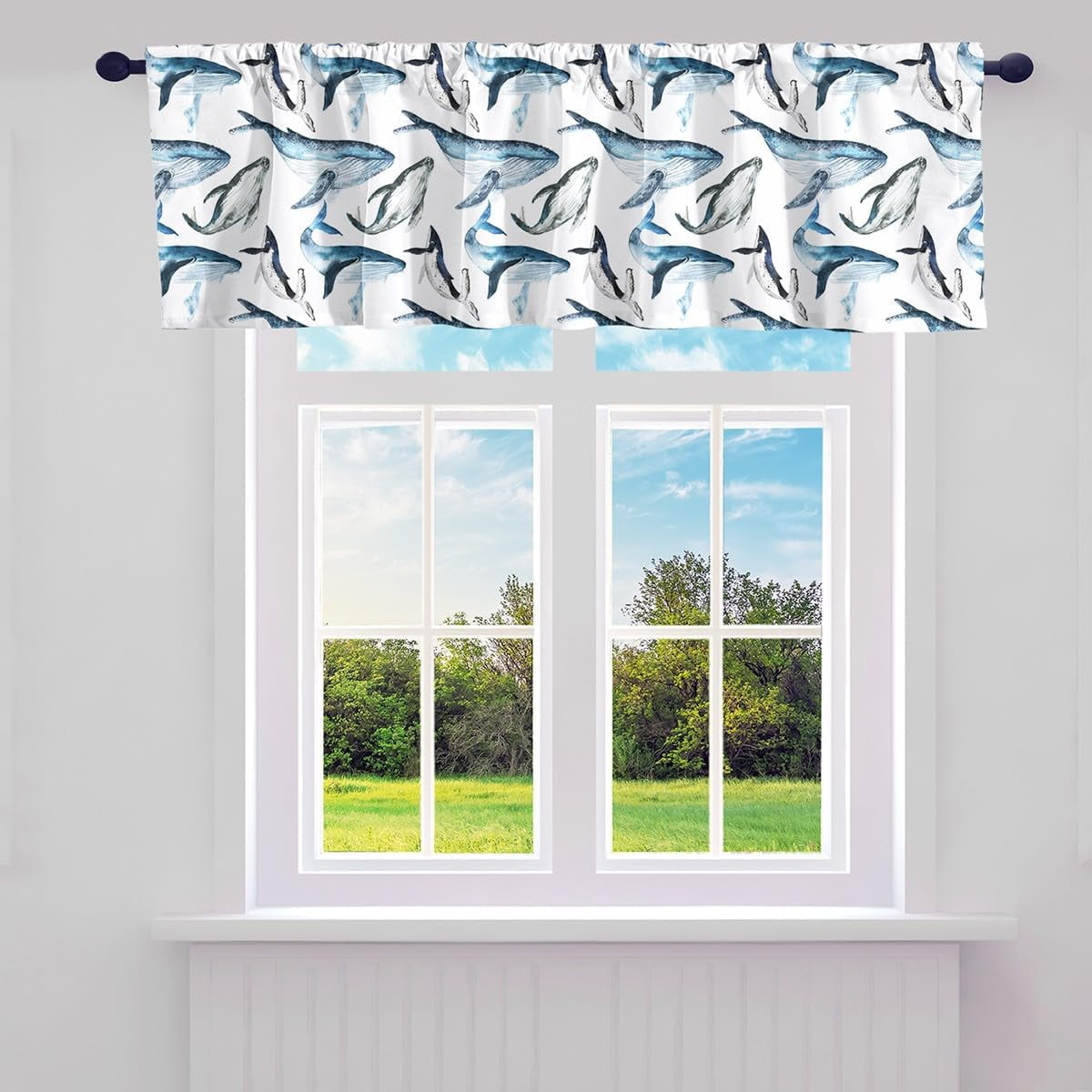 Wild Whale Valances for Windows,Ocean Sea Marine Life Valances for ...