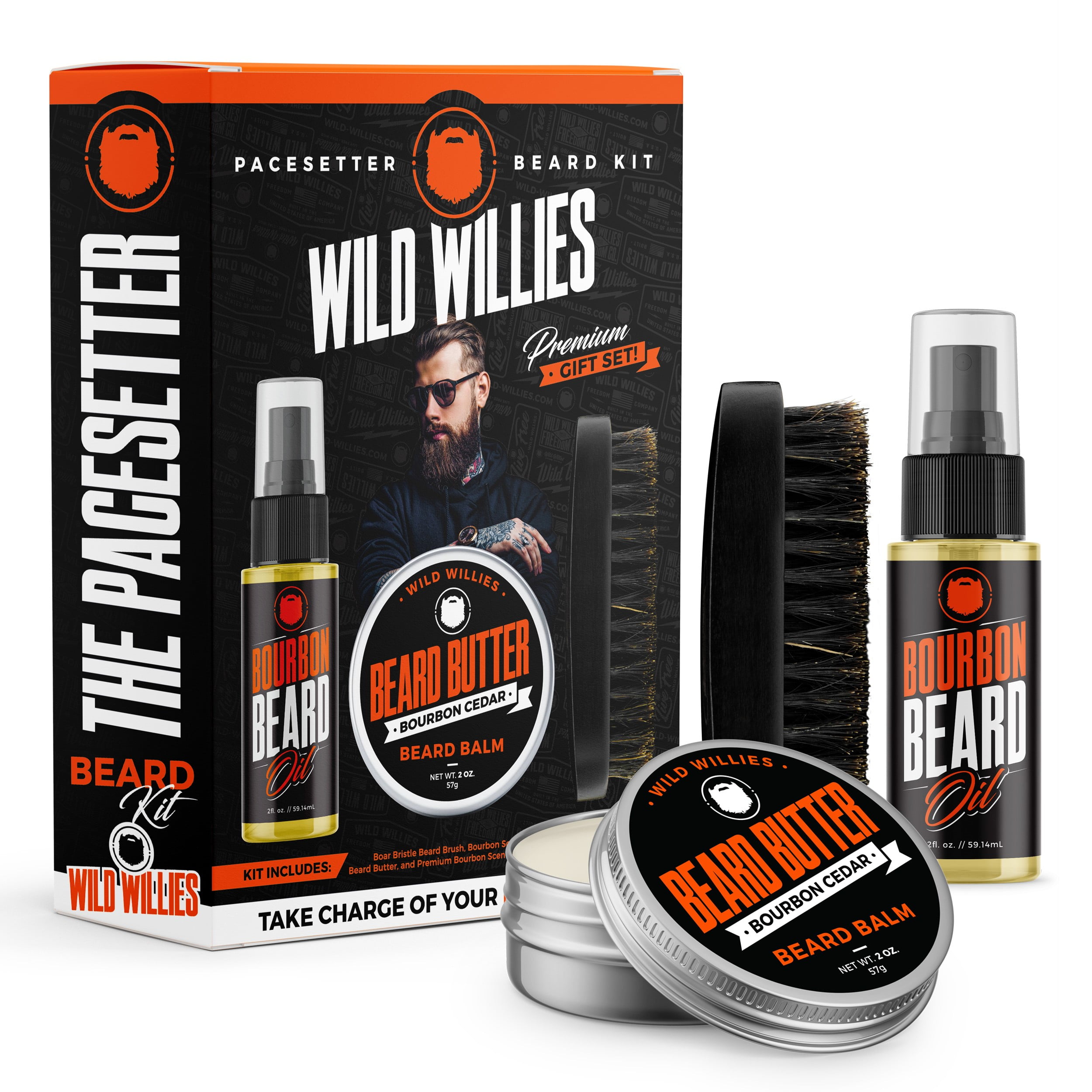 Wild Willies Pacesetter Men's Beard Grooming Kit, 3-Piece Premium Gift ...