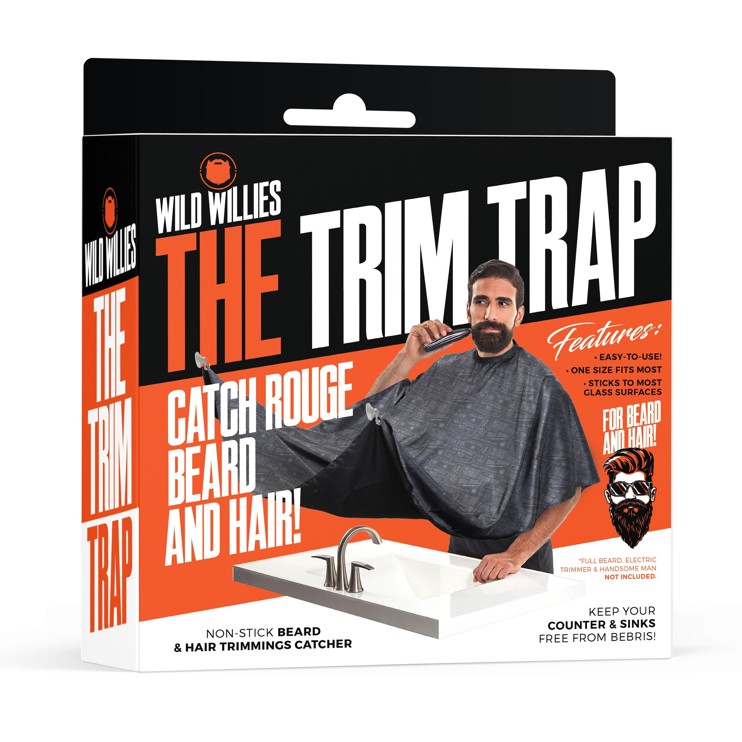 Wild Willies Trim Trap, Non-Stick Beard & Hair Trimmings Catcher, 1 ...