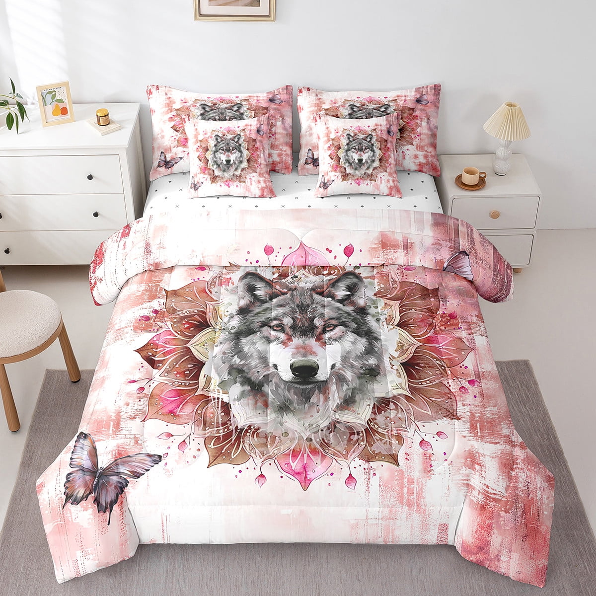 Wild Wolf Bedding Comforter Sets 7pcs for Kids Teens Adults Safari ...