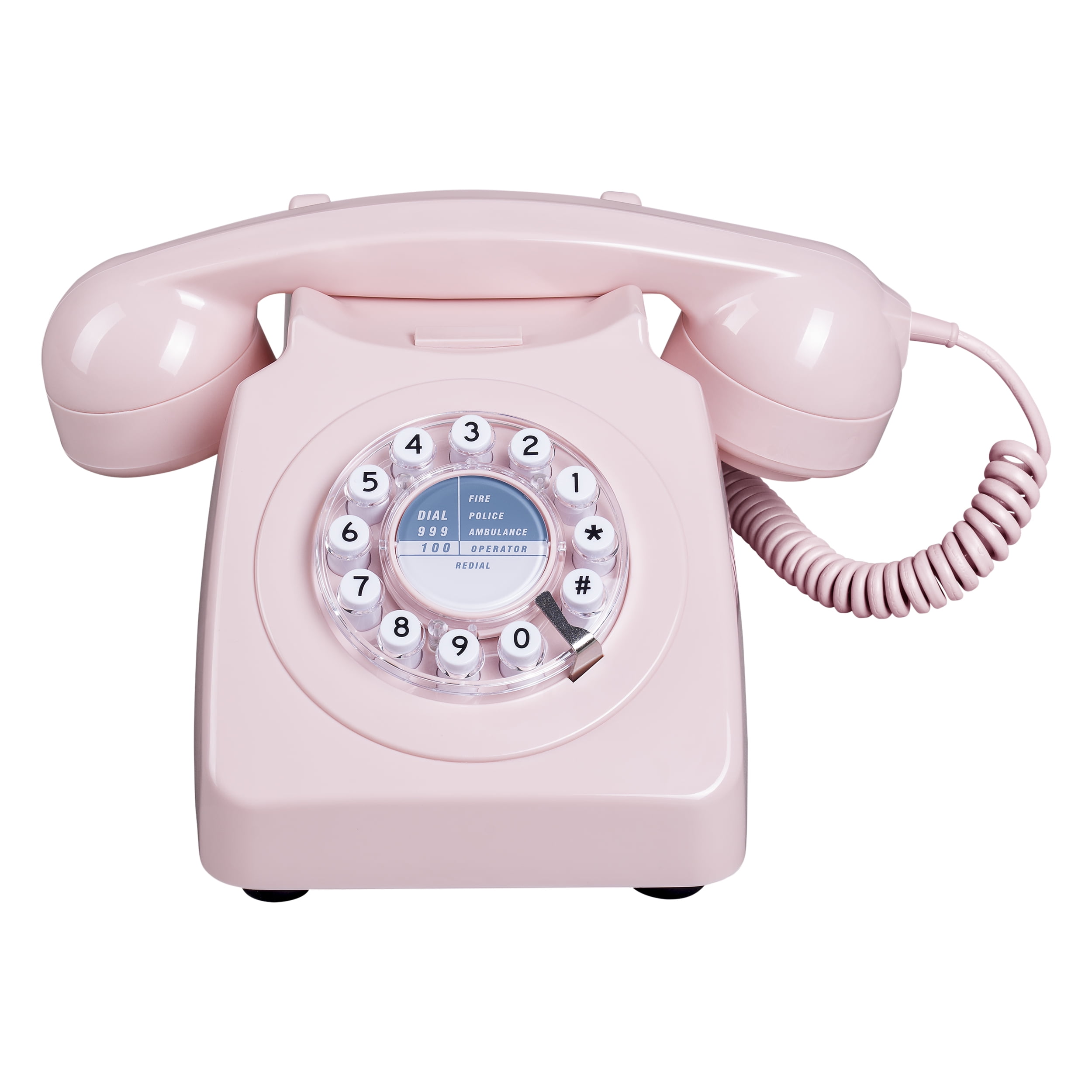 Wild Wood 746 Rotary Design Retro Landline Telephone, Light Pink ...