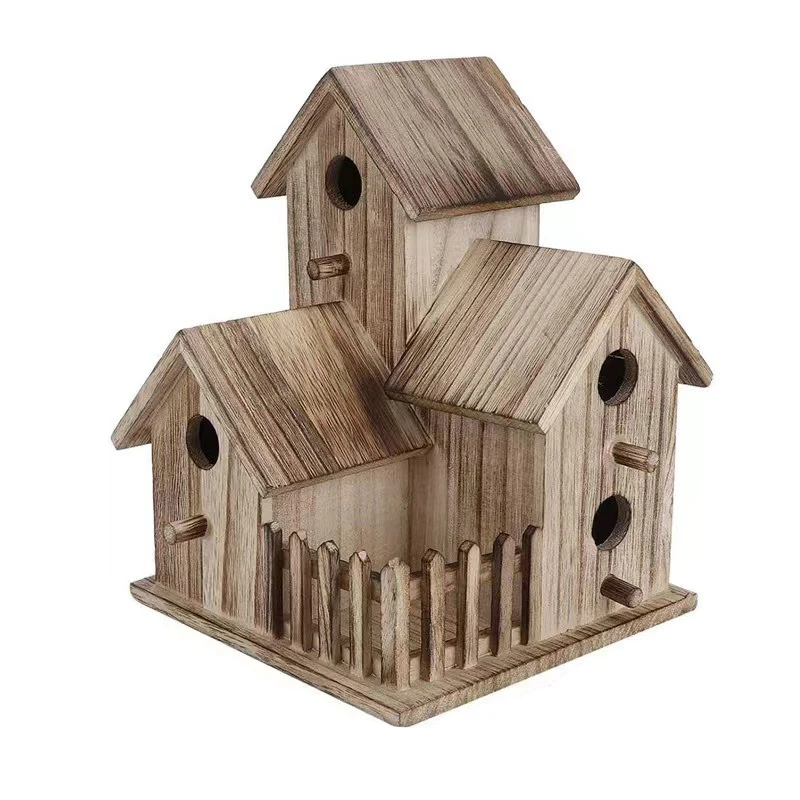 Wild Wooden Bird House Outdoor Garden Courtyard Creative Bird Rest Nest ...