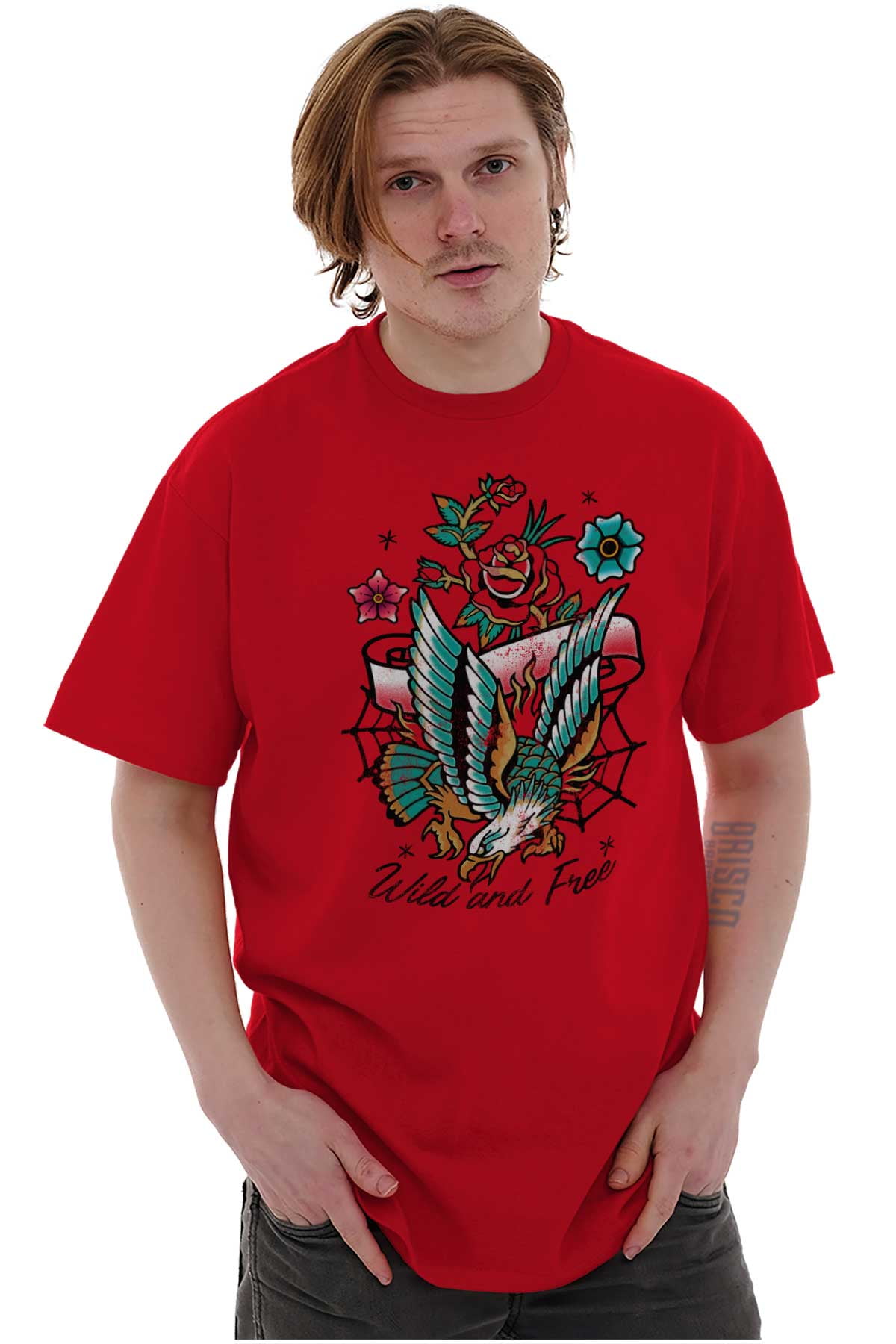 Wild and Free Bald Eagle Rose Tattoo Unisex Plus Size Graphic Tee ...