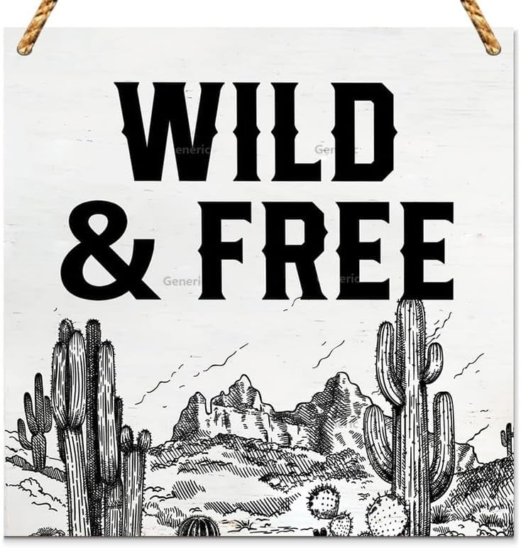 Wild and Free Western Wooden Sign Saying Decor Sign Boho Cactus ...