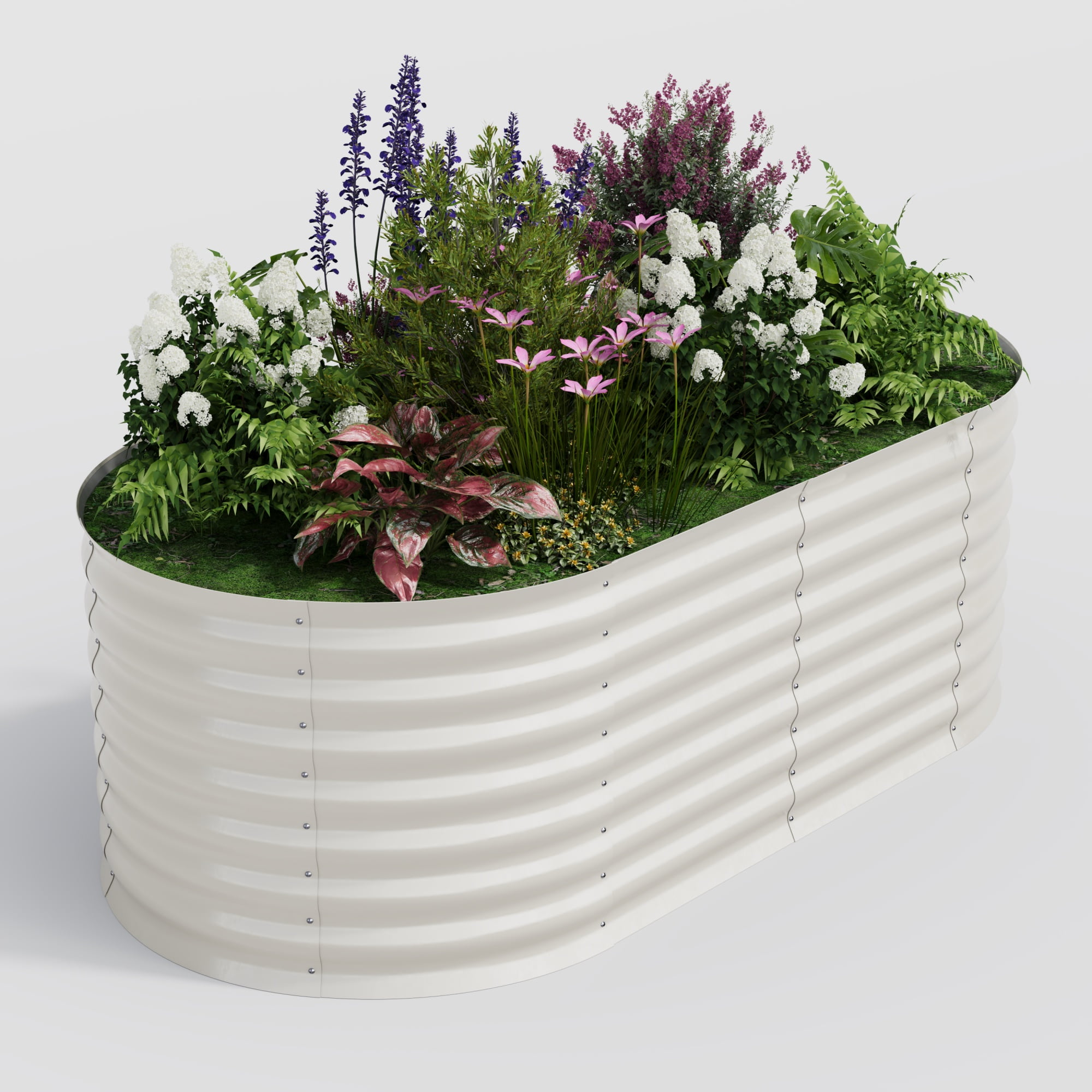 WildBreak Oval Steel Raised Garden Bed, 6 x 3 x 2 feet, 1 Pack, Beige ...