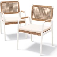 BizChair 2 Pack Stackable Rattan Dining Chairs for Indoor-Outdoor ...