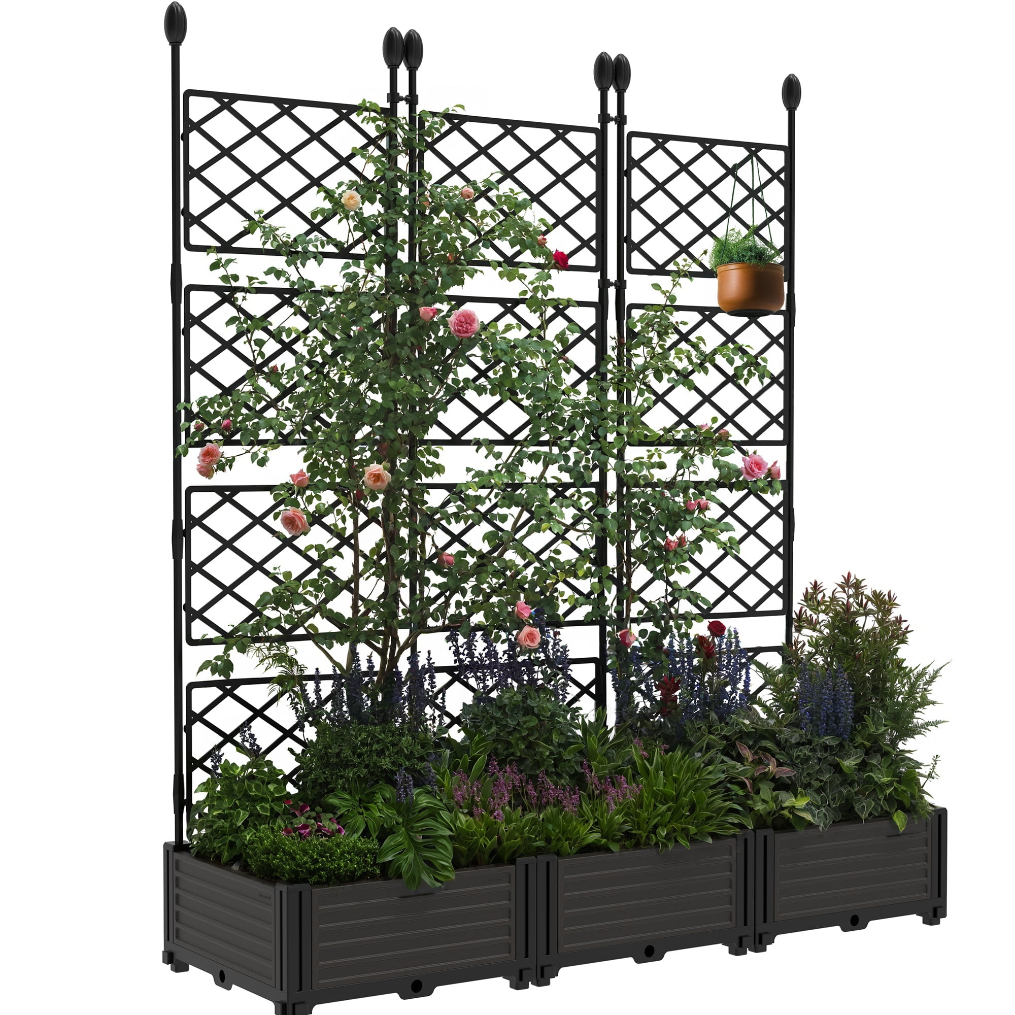 WildBreak Planter Boxes Set with Trellises, 3 Planter Boxes & Trellis ...