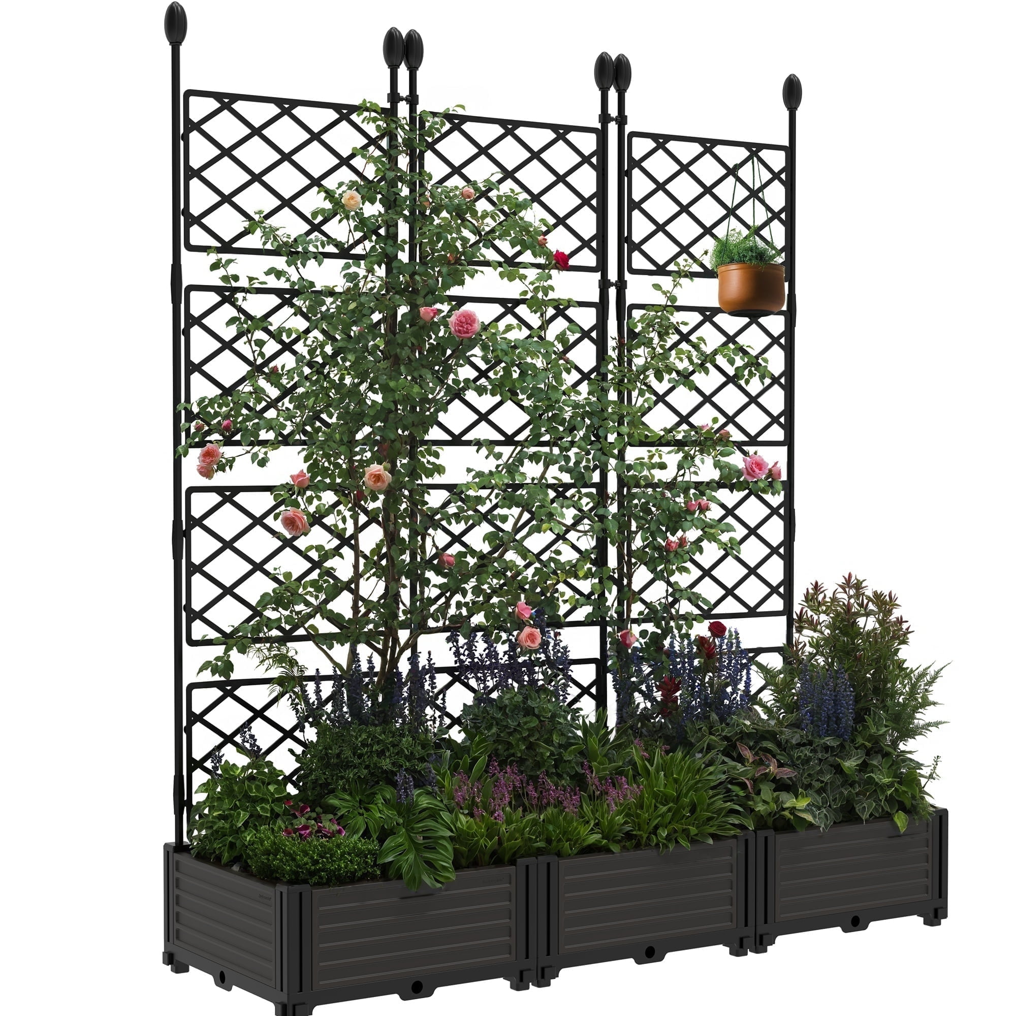 Riedhoff Planter Boxes Set with Trellises, 3 Planter Boxes & Trellis ...