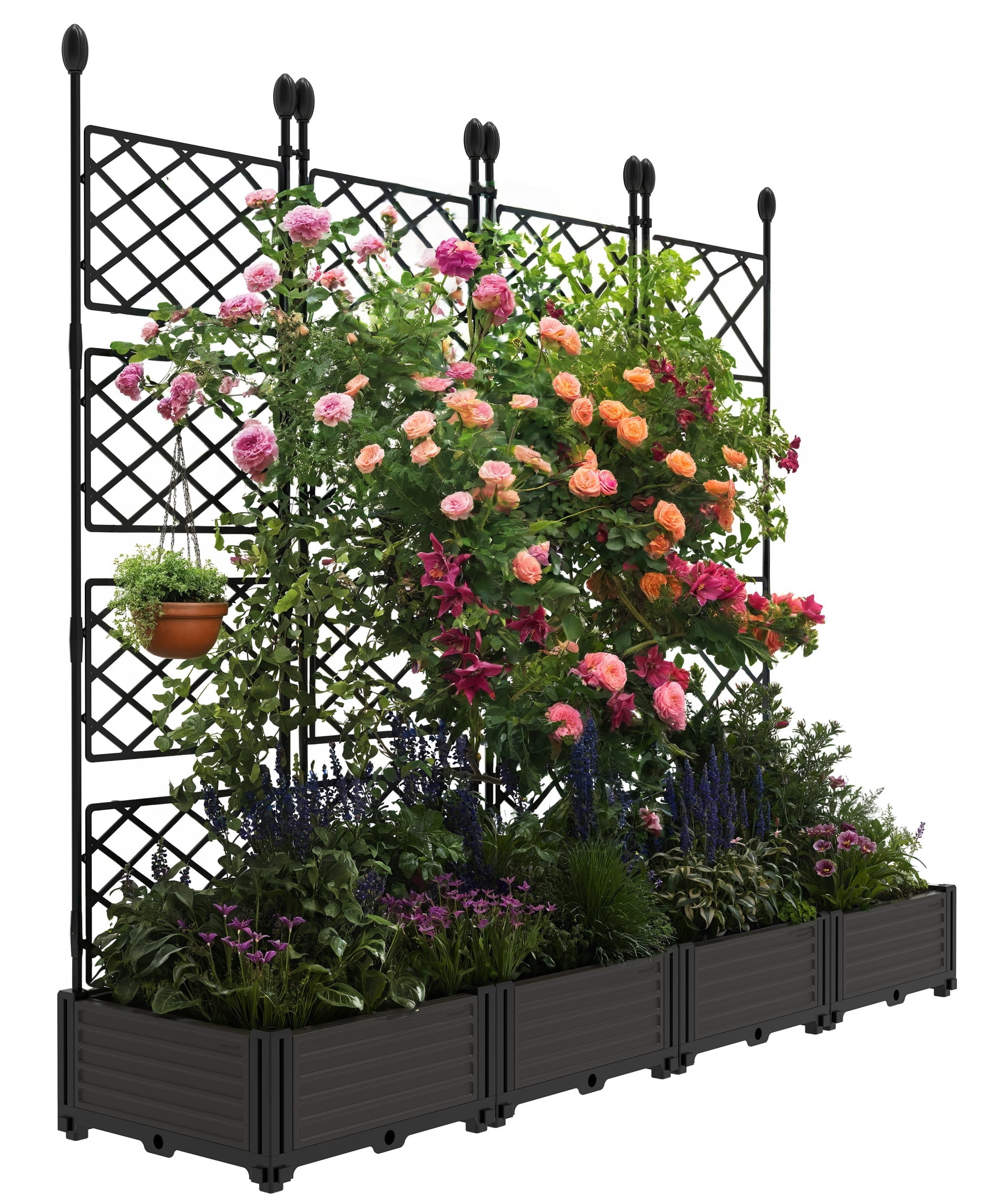 WildBreak Planter Boxes Set with Trellises, 4 Planter Boxes & 4 ...