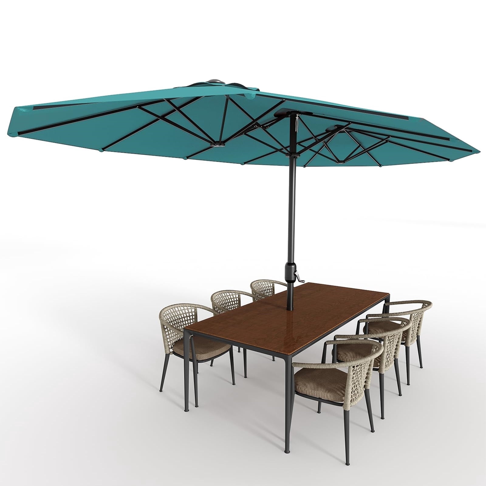 WildBreak Triple Size Large Patio Umbrella, with Crank Handle, Double ...