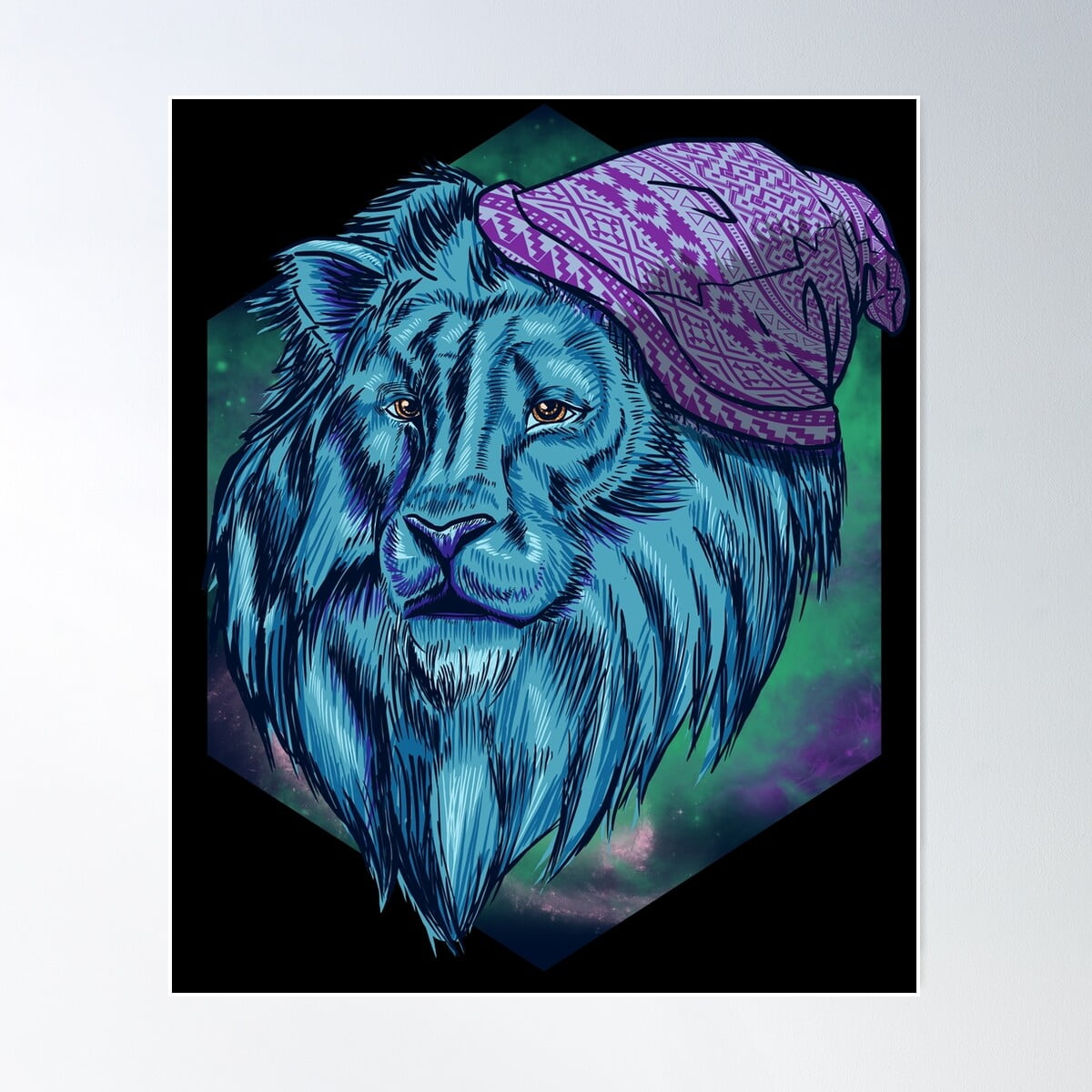 Wildcat Lion Tiger Poster Wall Art, Modern Wall Decor For Living Room Bedroom, 8x12 UNFRAMED ...