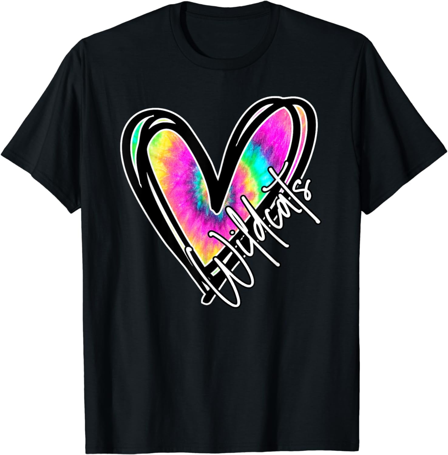 Wildcats Tie Dye Heart Wildcat Love School Spirit Mascot T-Shirt ...