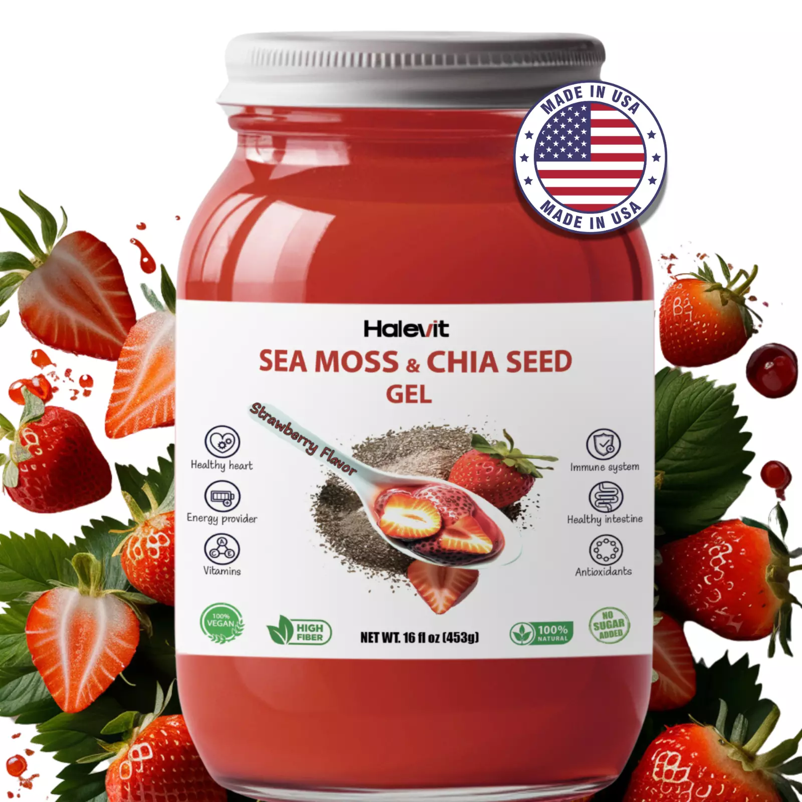 Wildcrafted Irish Sea Moss Gel | Sea Moss, Chia Seeds, Strawberry | 16 ...