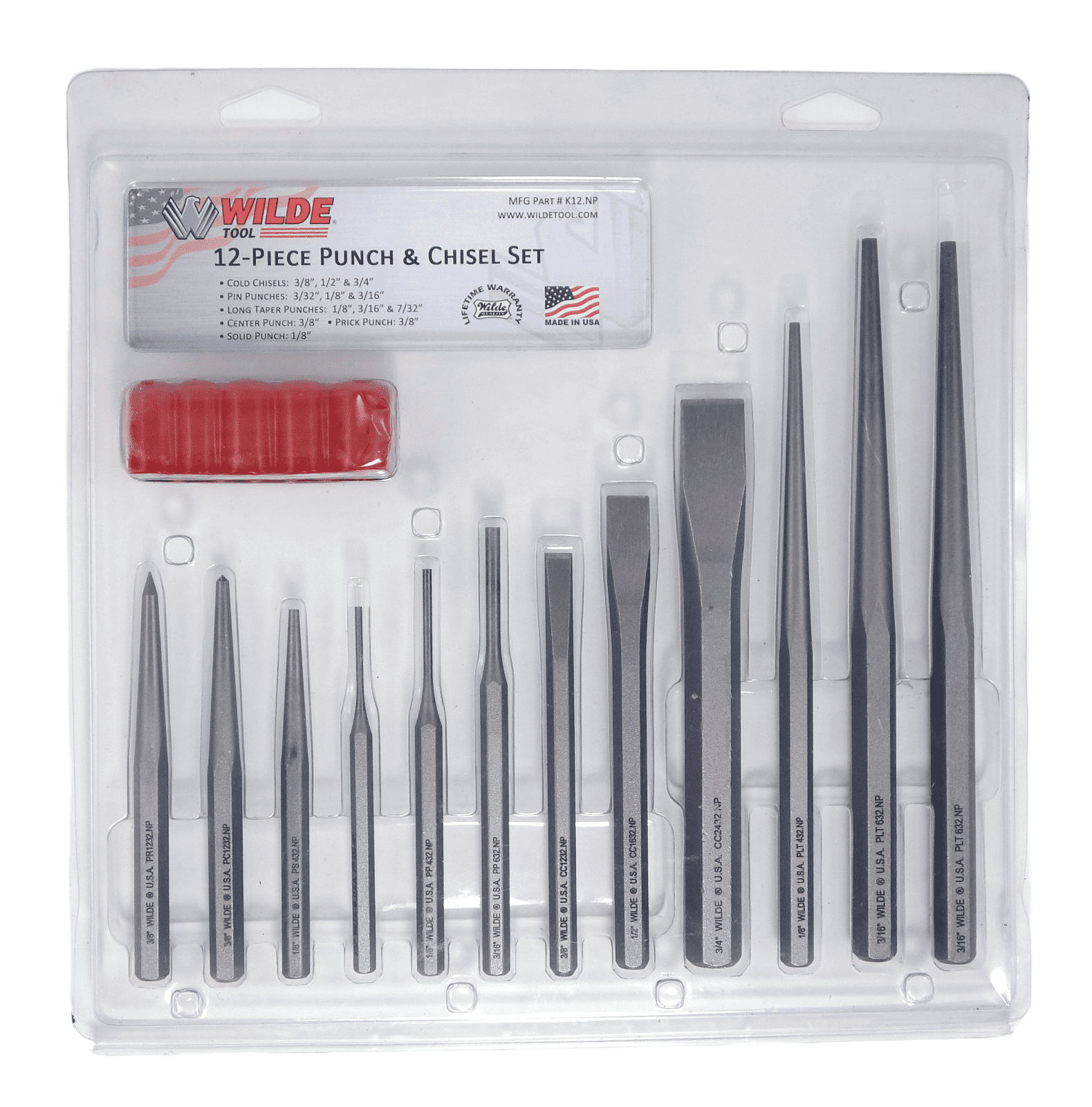 Wilde 12pc Punch & Chisel Set K12.NP MADE IN USA Pin Taper Center ...