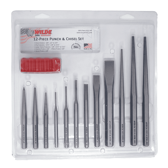 Wilde 12pc Punch & Chisel Set K12.NP MADE IN USA Pin Taper Center - Walmart.com