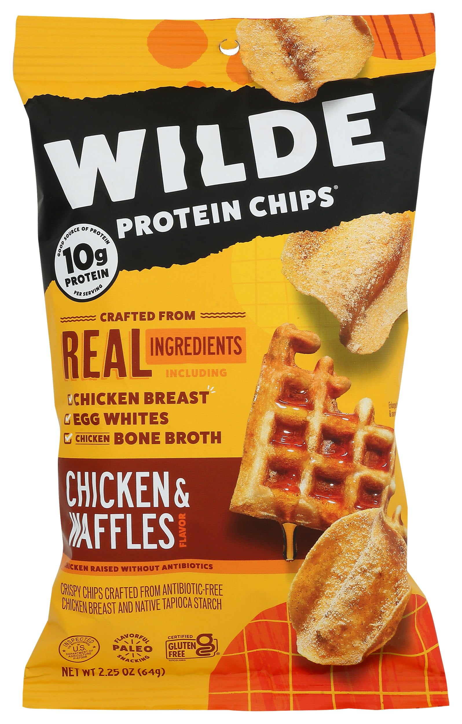 Wilde Chicken Chips, Chicken Waffles Snack, 2.25 oz Bag - Walmart.com