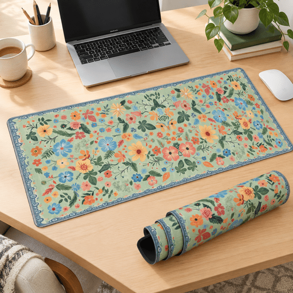 Wilde FLower Folk Art Extended Large Mouse Pad for Gaming and Office ...