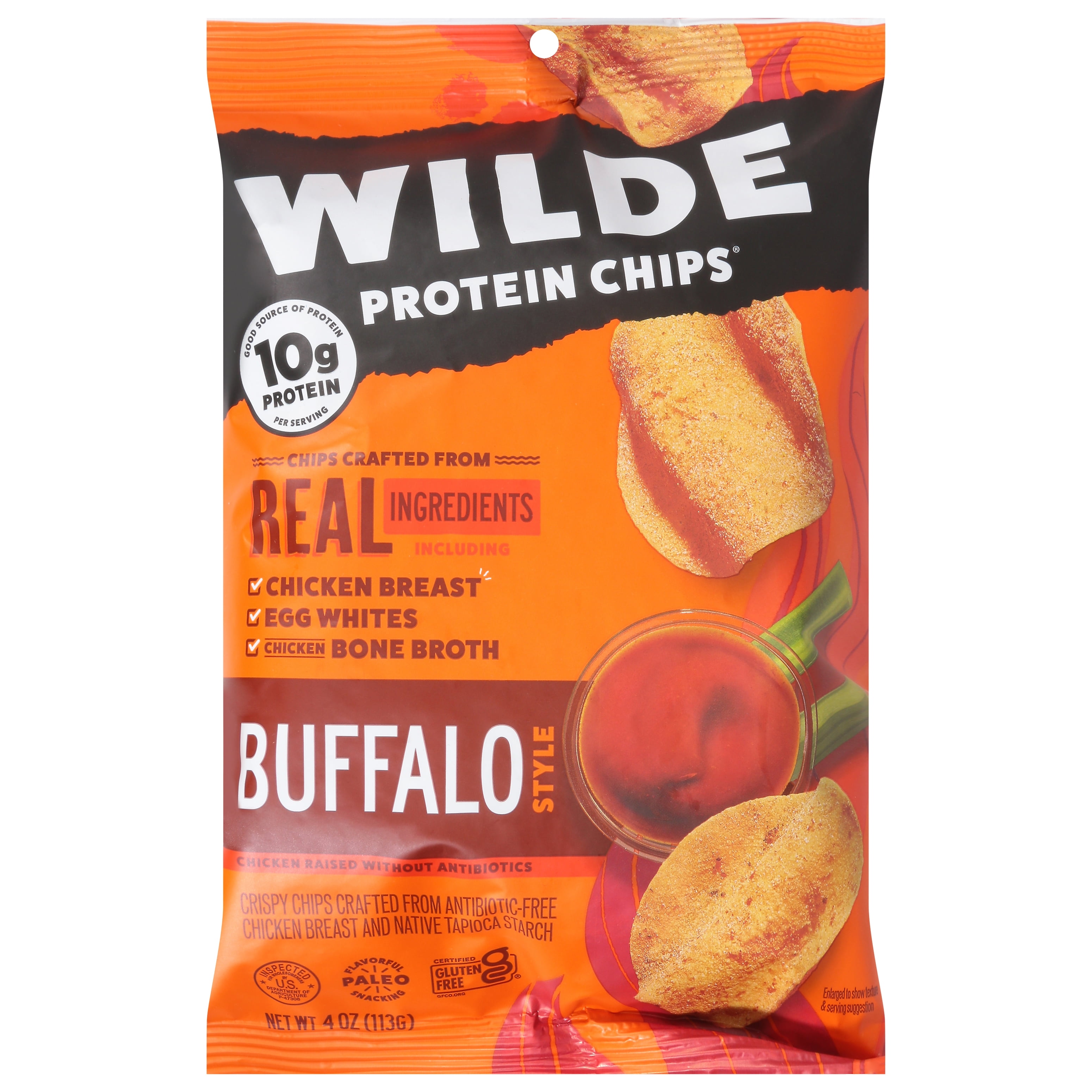 Wilde Snacks Chicken Chips Buffalo 4 oz (Pack Of 12) - Walmart.com
