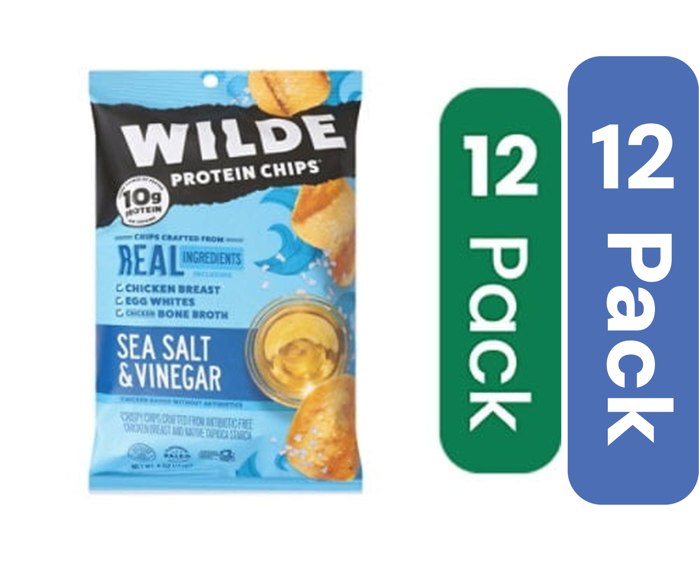 Wilde Snacks Chicken Chips Sea Salt & Vinegar 4 oz (Pack Of 12 ...