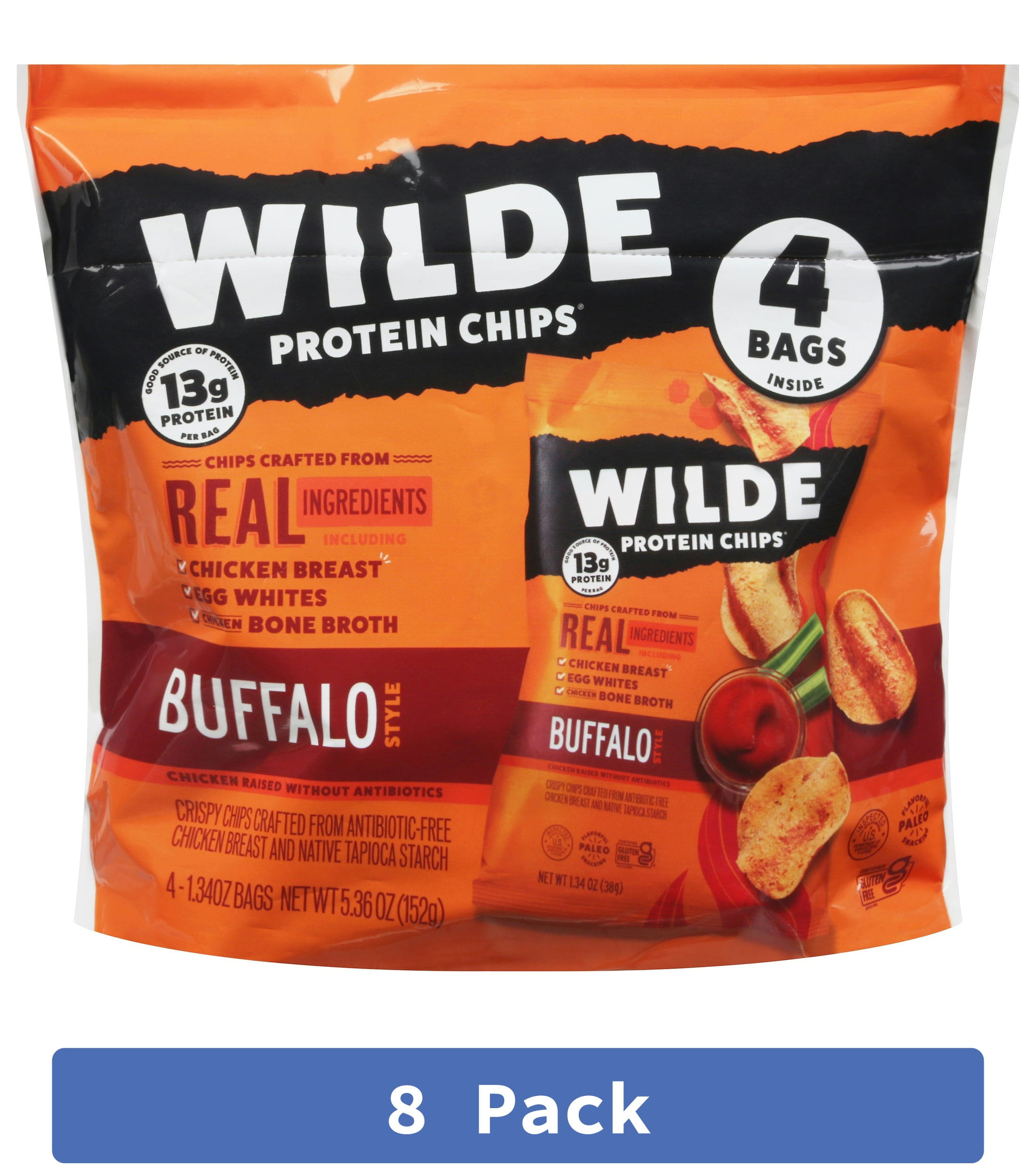 Wilde Snacks Chips Chicken Buffalo 4Pack (Pack of 8) - Walmart.com