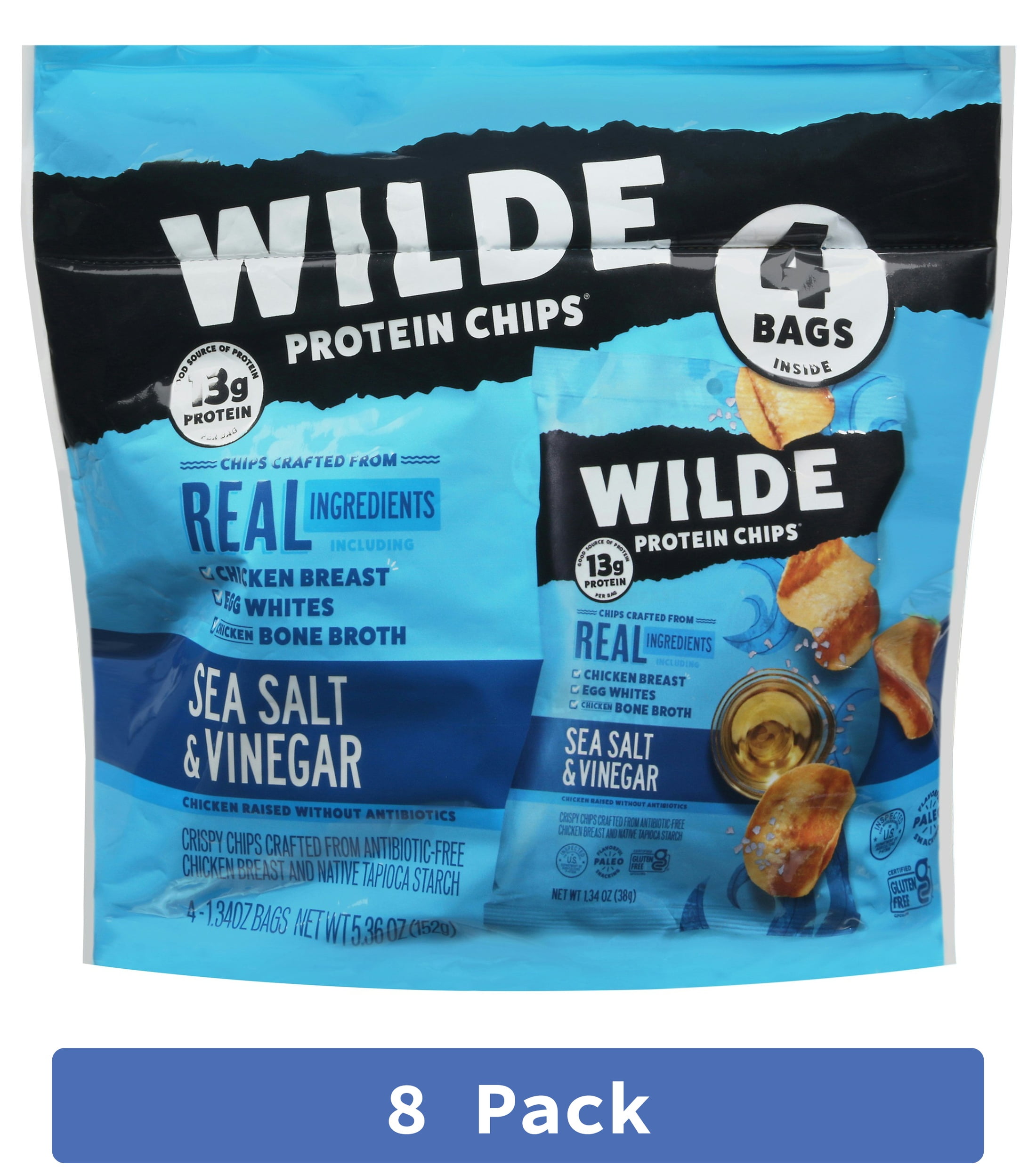Wilde Snacks Chips Chicken Sea Salt Vinegar 4Pack (Pack of 8) - Walmart.com
