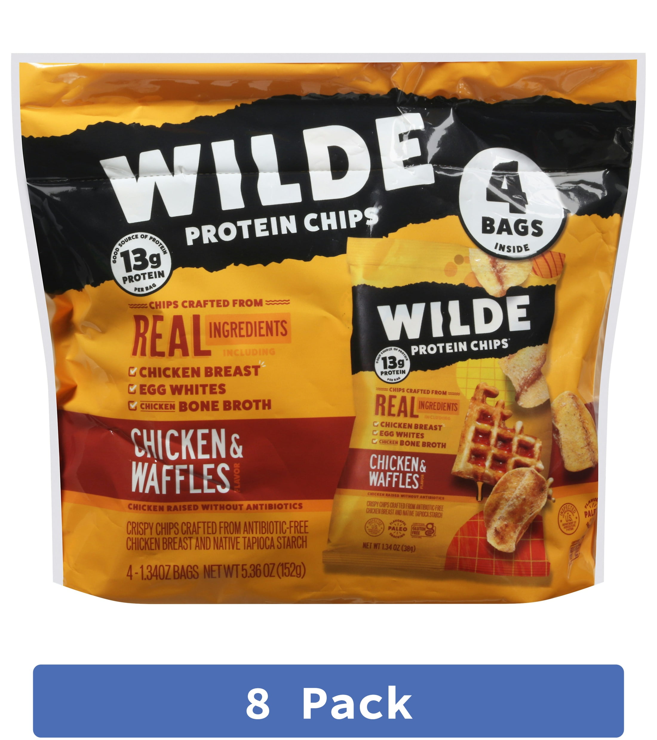 Wilde Snacks Chips Chicken Waffles 4Pack (Pack of 8) - Walmart.com