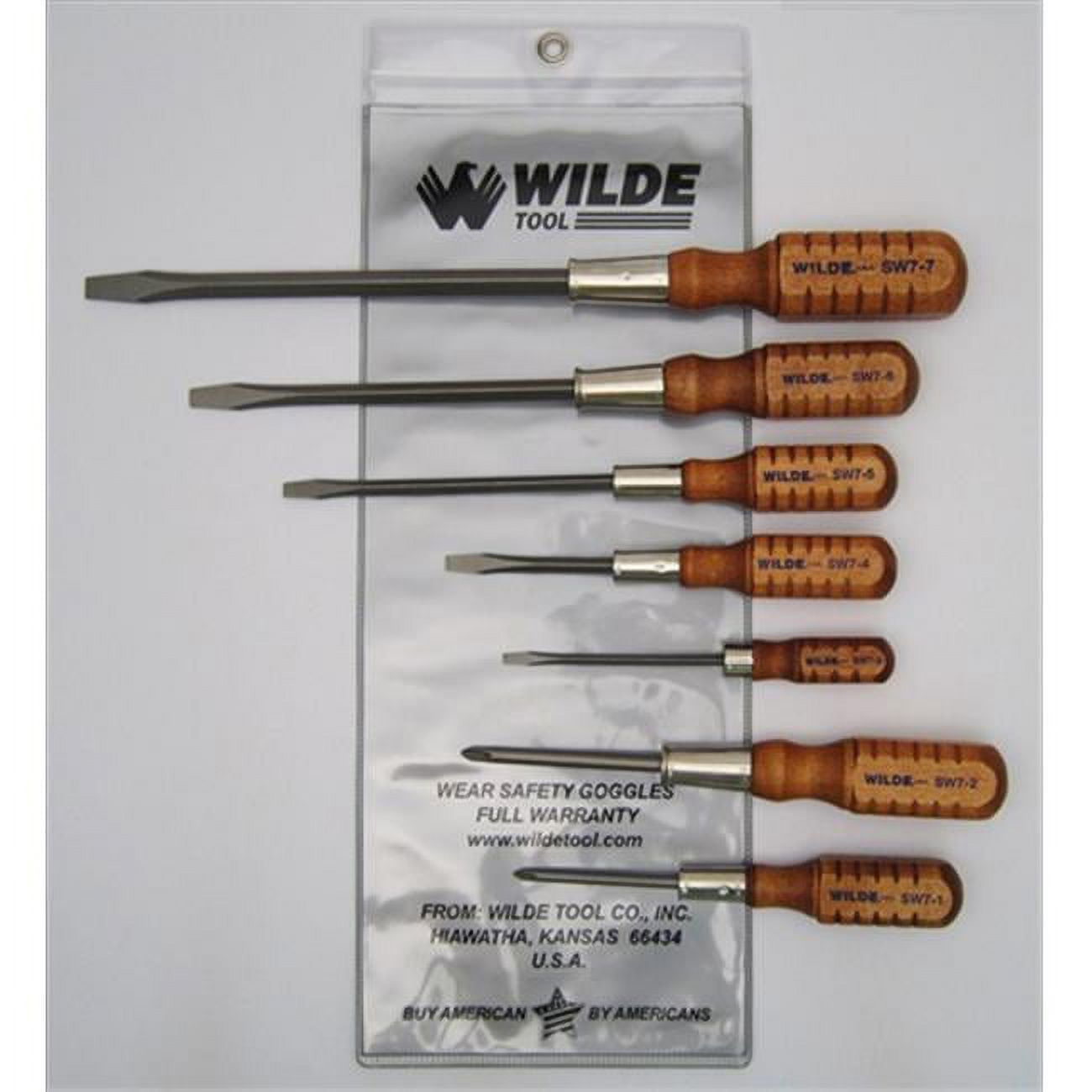 Wilde Tool Sw7/Vp 7-Piece Wooden Handle Screw Driver Set Vinyl Pouch ...