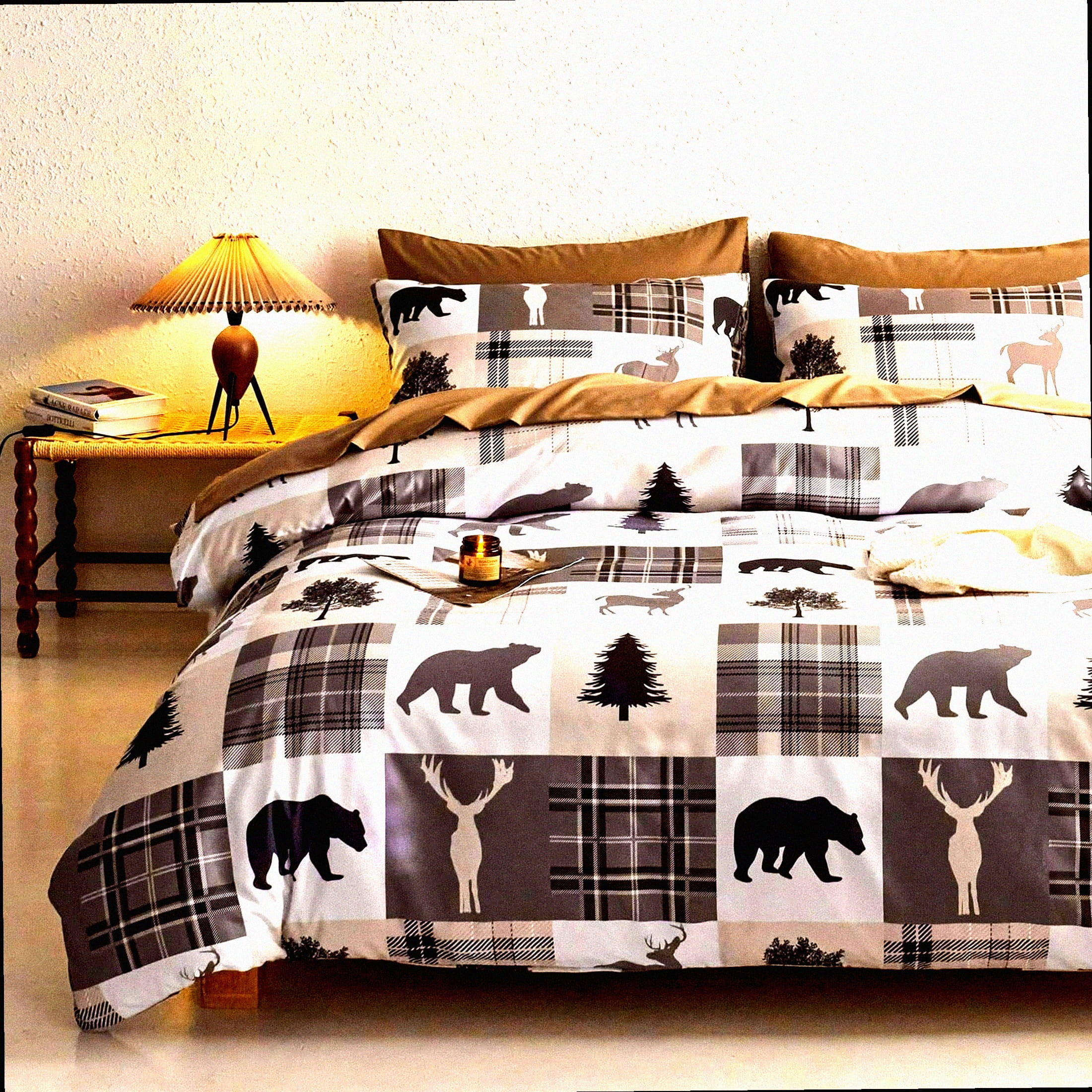 Wilderness Lodge Comforter Set - Rustic Bear Moose Elk Pine Trees ...