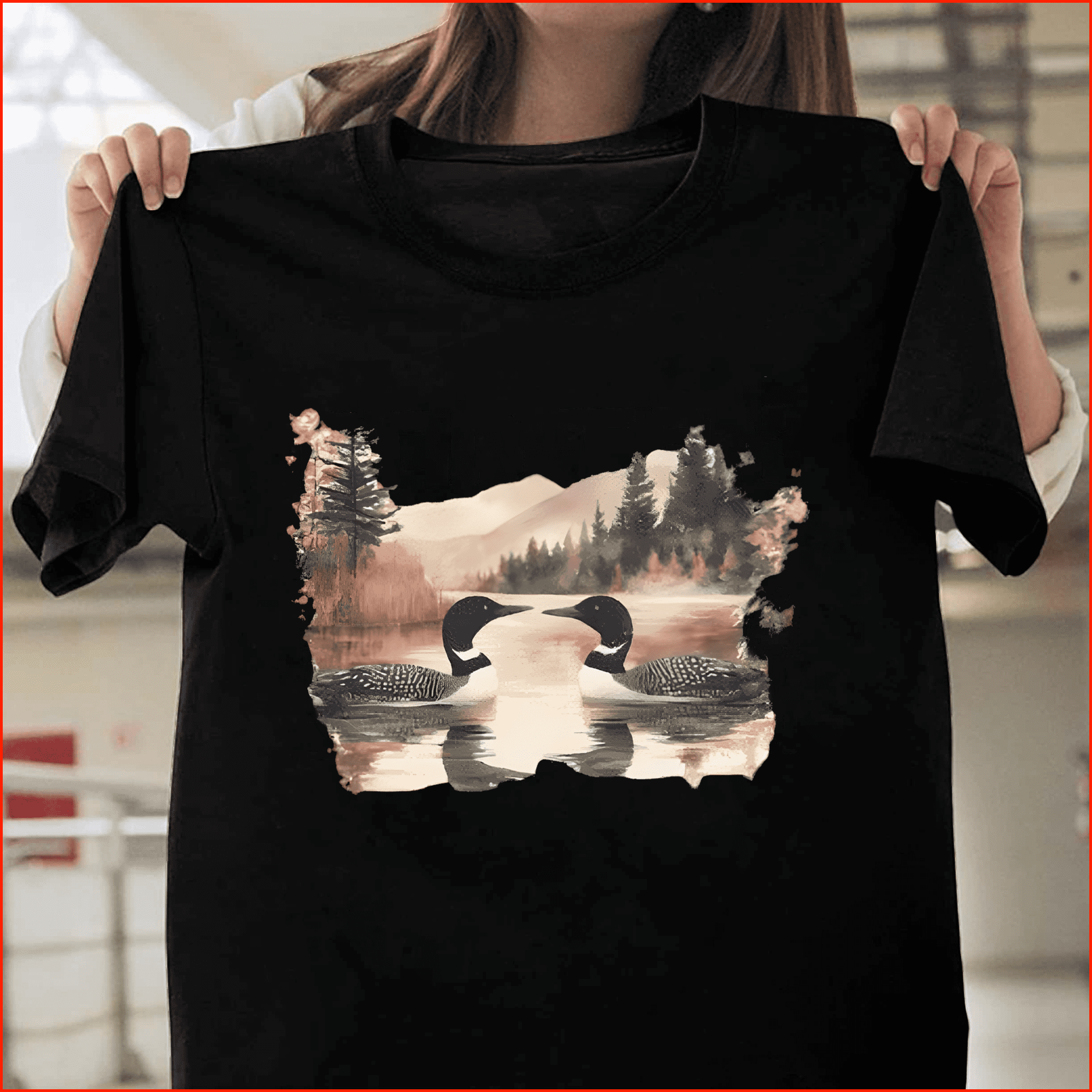 Wilderness Loon Retro Lake Theme H327 V80646 Premium Unisex Tee ...