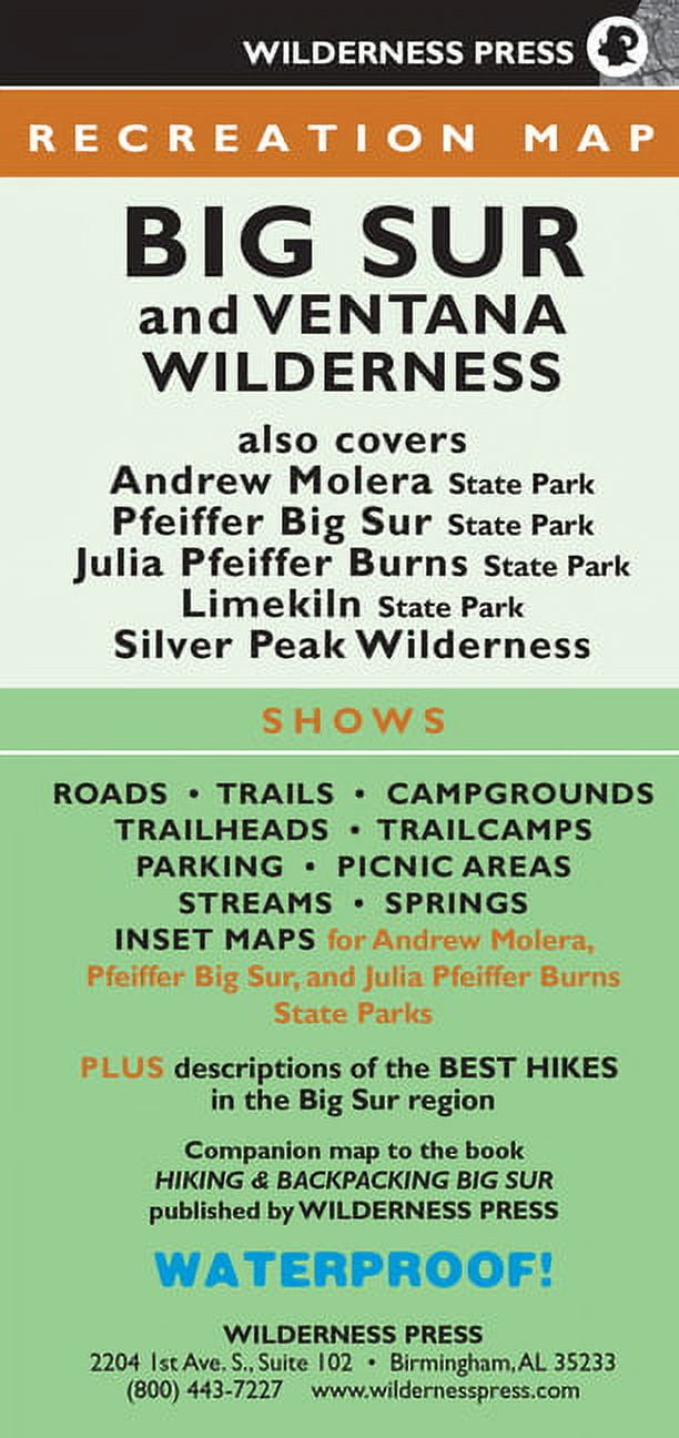 Wilderness Maps Big Sur and Ventana Wilderness Recreation Map ...