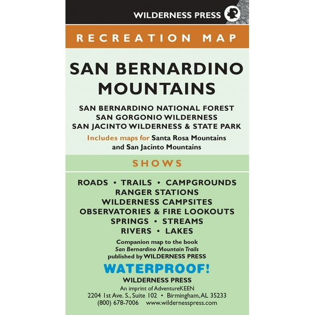 Wilderness Maps: Map San Bernardino Mountains: San Bernardino National ...