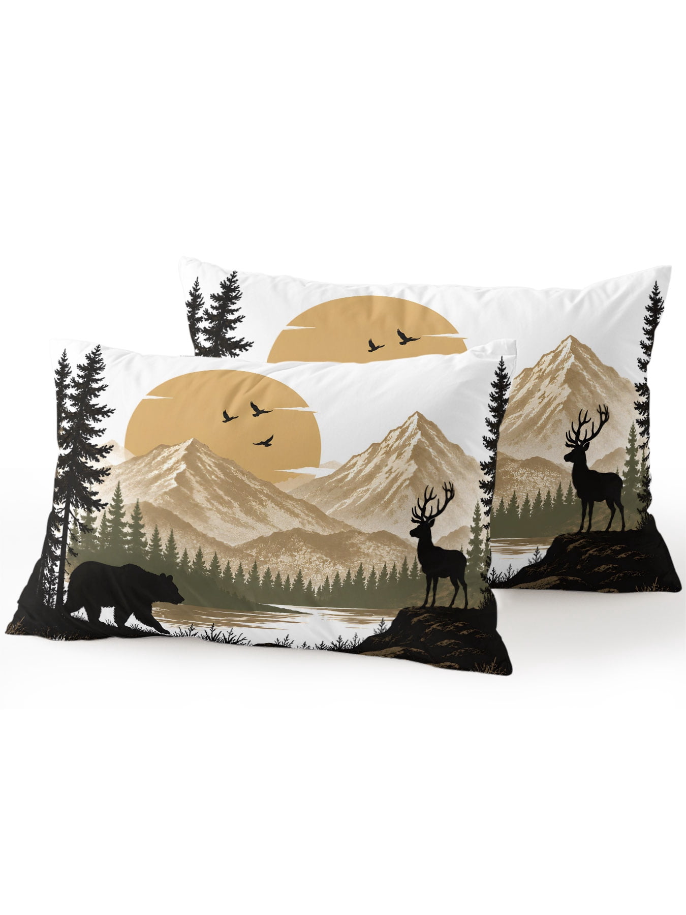 Wilderness Mountain Outdoor Throw Pillows with Inserts Set of 2, 12